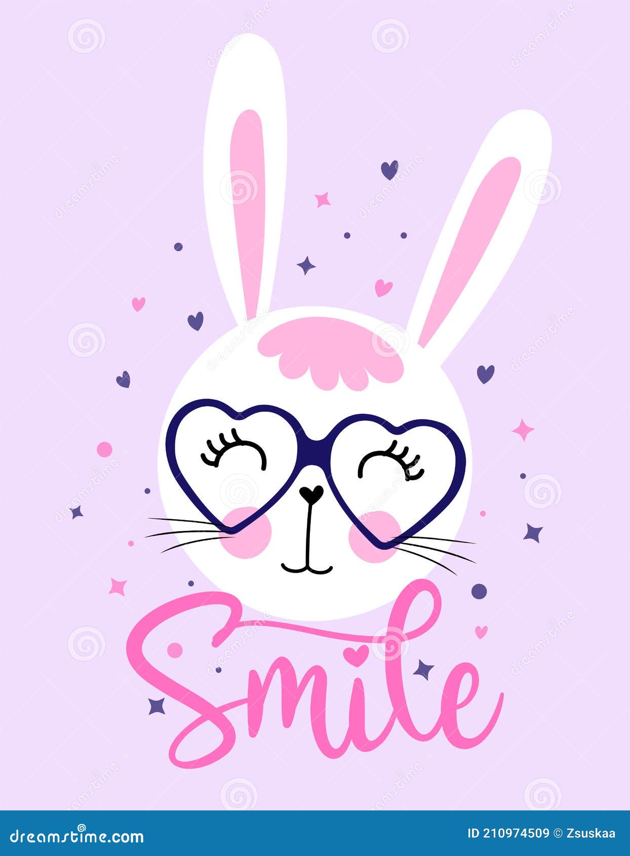 Smile Bunny - Cute Bunny Drawing. Funny Calligraphy for Spring Holiday ...