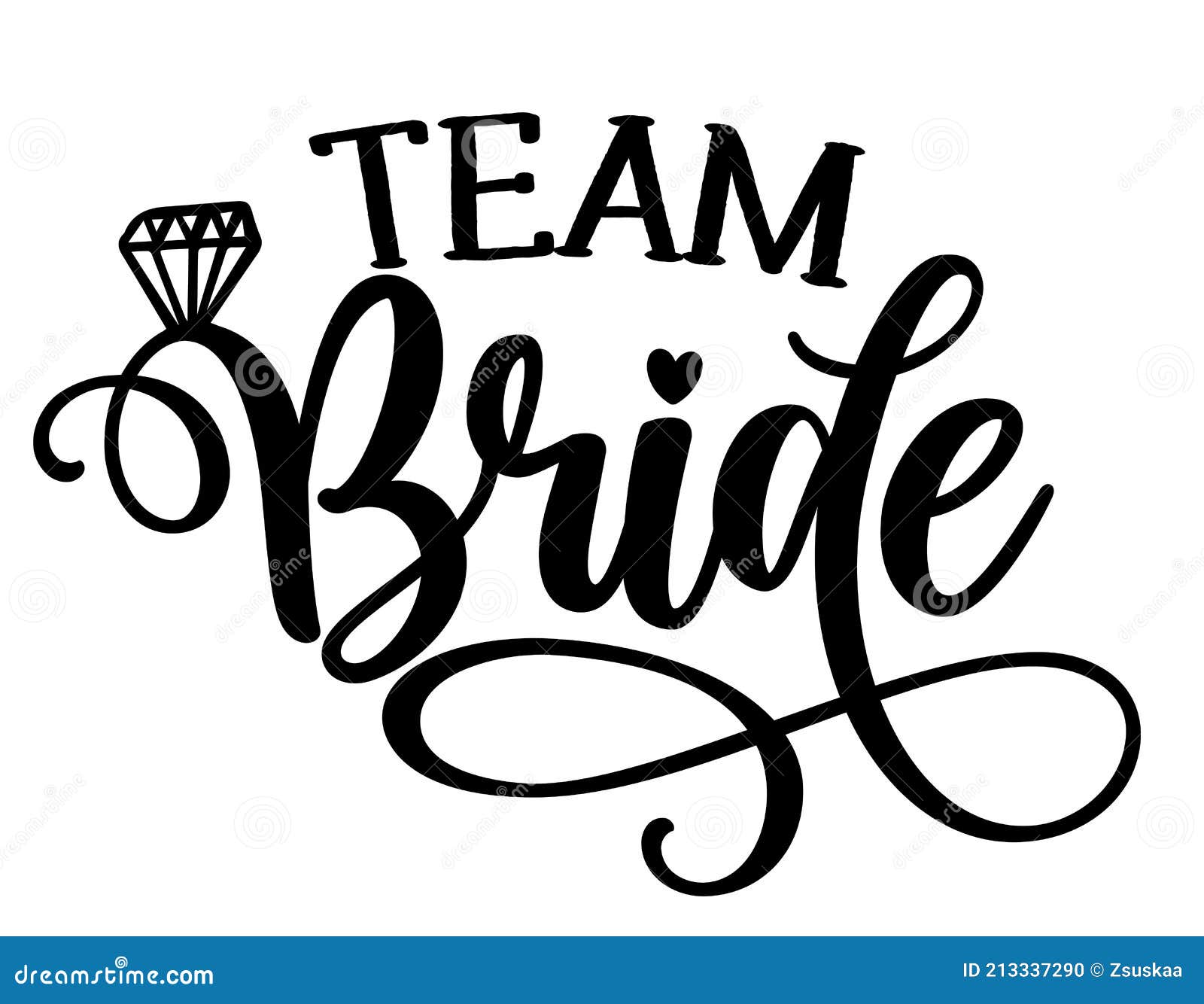 Team Bride - Black Hand Lettered Quotes with Diamond Ring for Greeting ...
