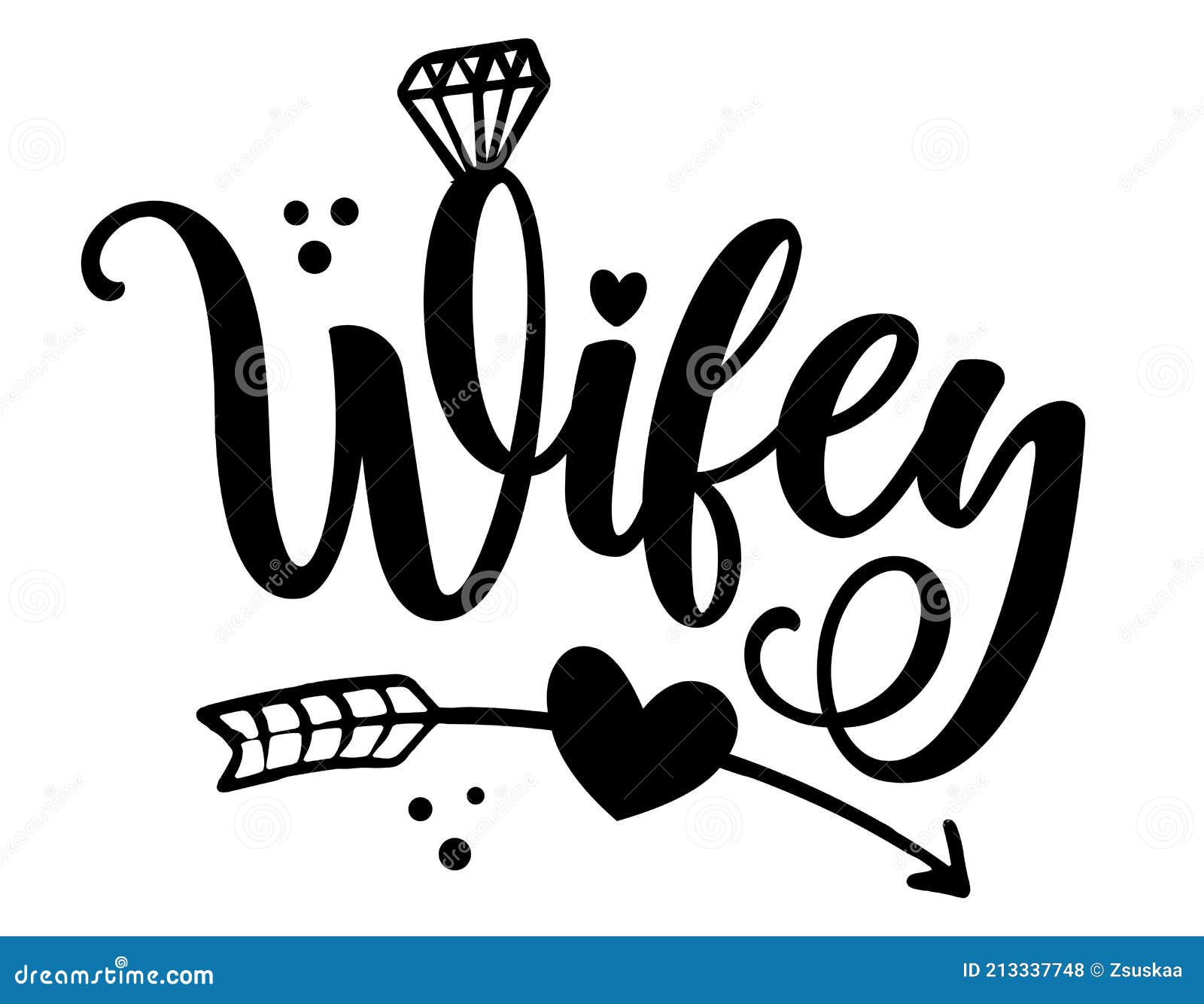 Wifey Word - Black Hand Lettered Quotes with Diamond Rings for Greeting ...