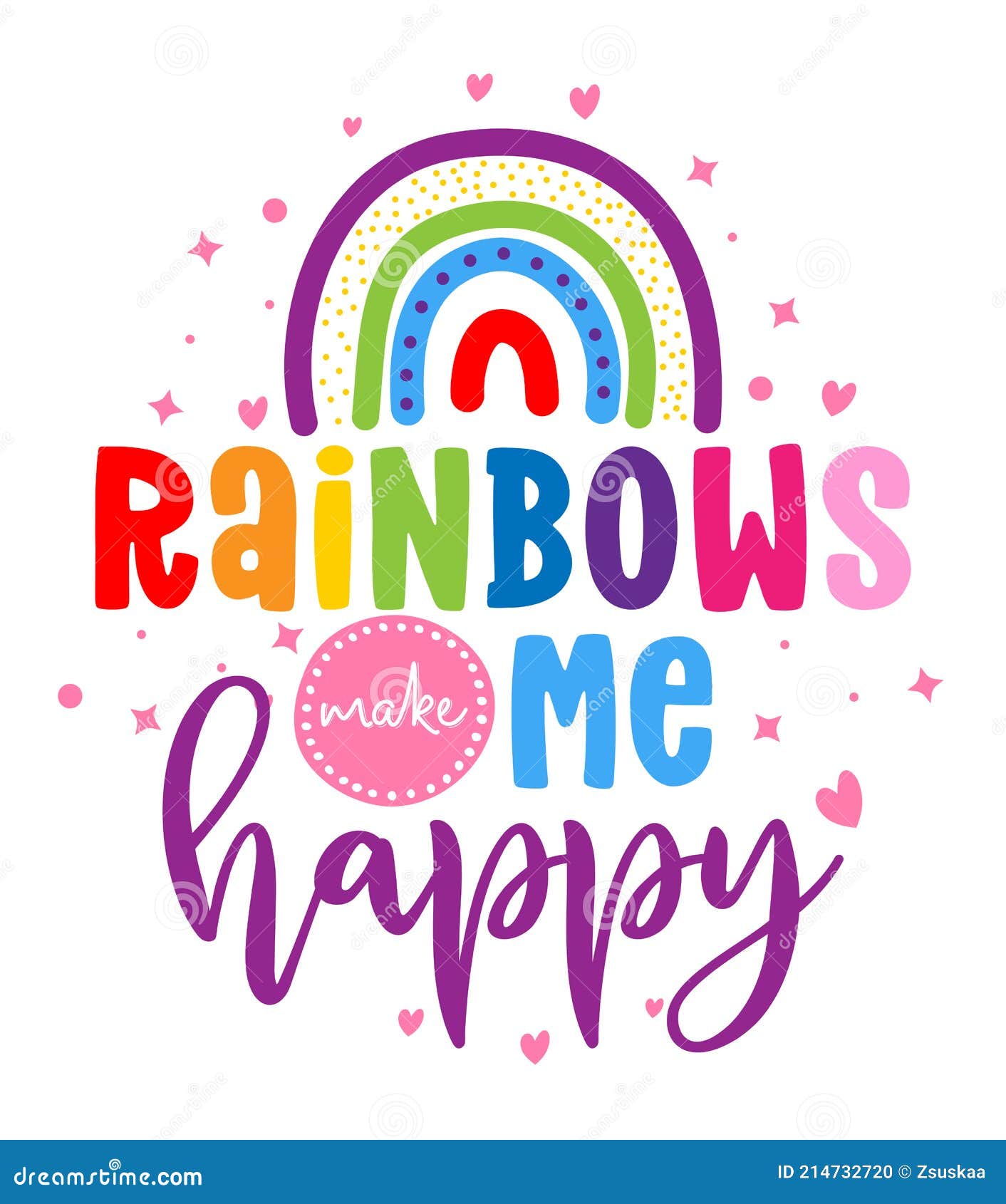 Rainbows Make Me Happy - Cute Rainbow Decoration. Stock Vector ...
