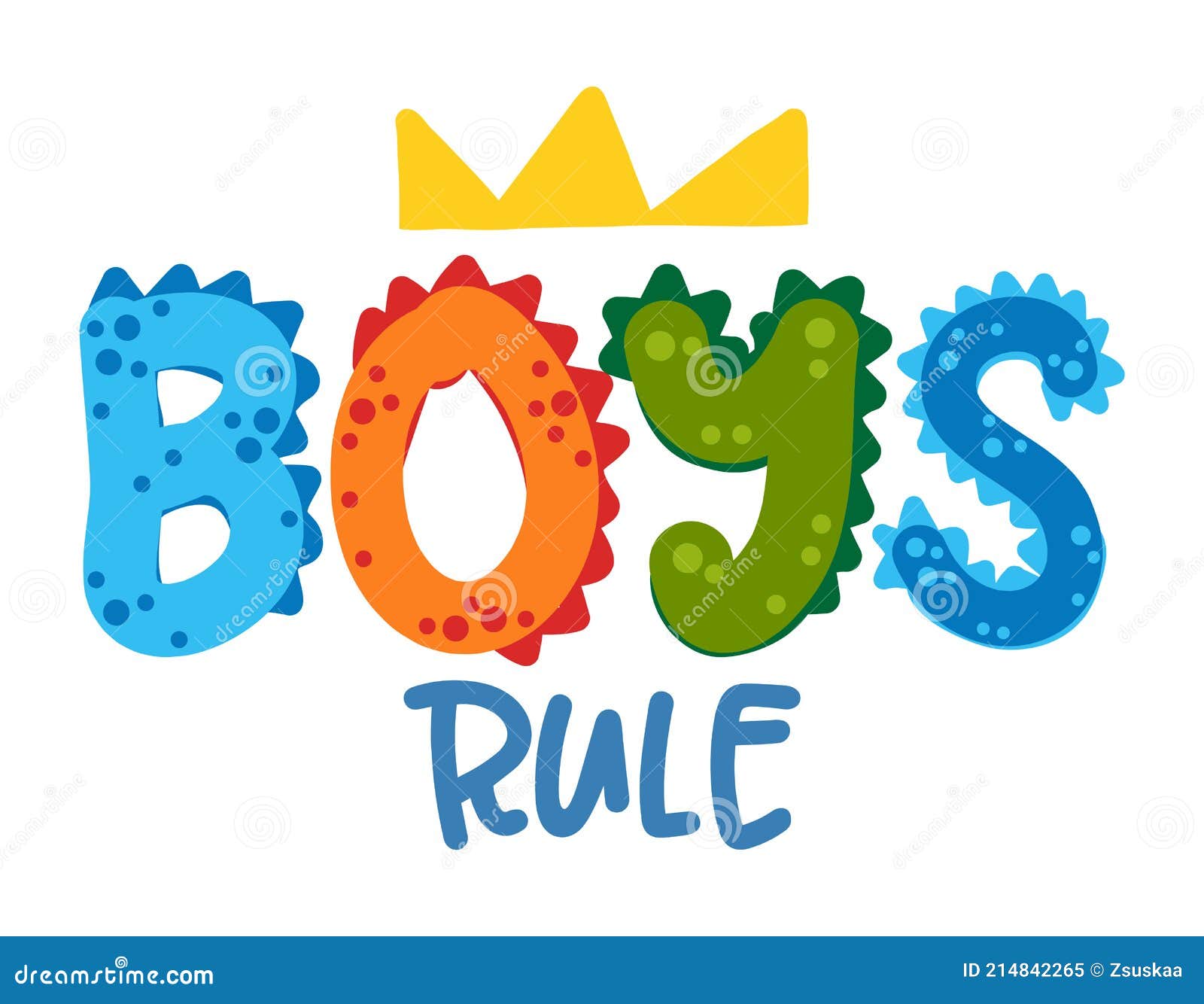 Boys Rule Hand Lettering On White Background Vector Illustration ...