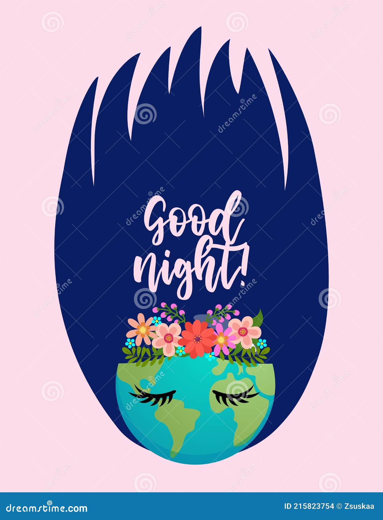 Good Night - Text with Planet Earth and Beautiful Sleeping Mother ...