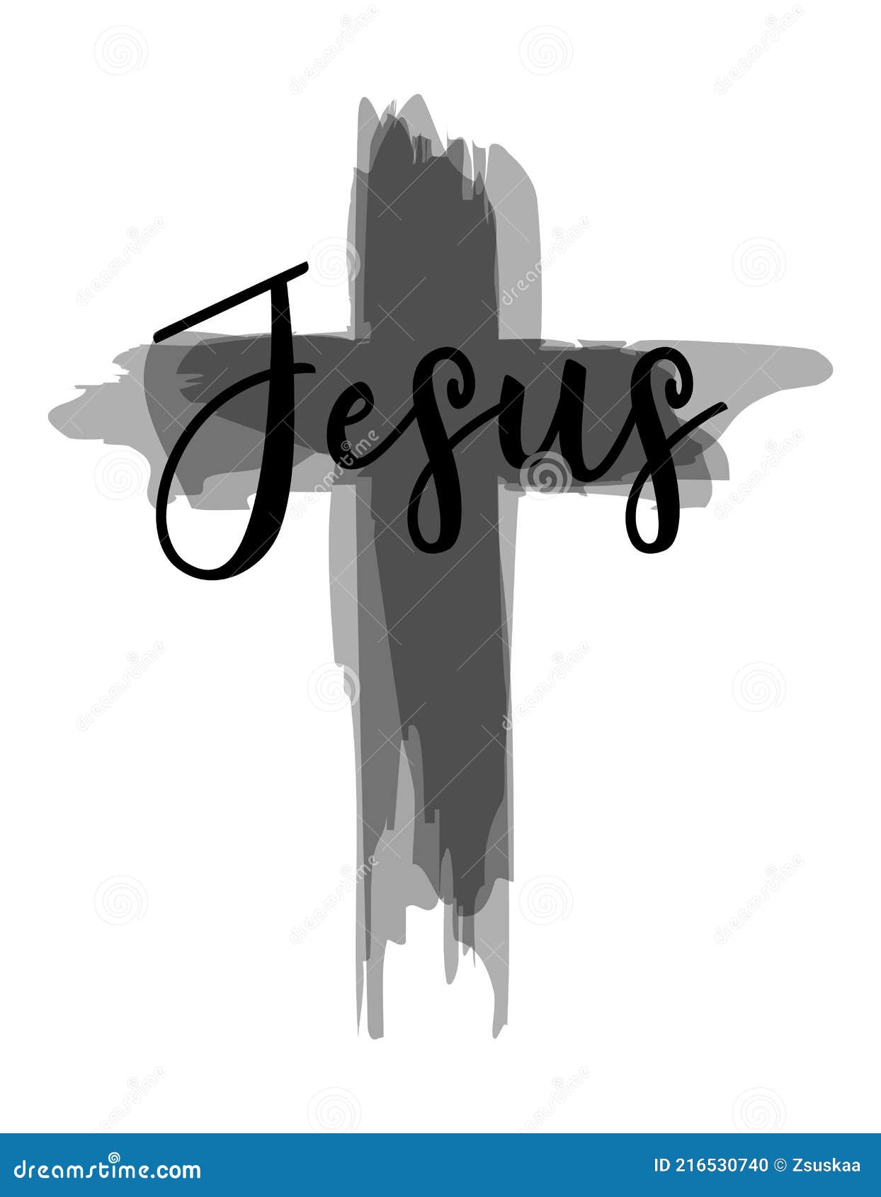 Jesus - Hand Written Vector Calligraphy Lettering Text in Cross Shape ...