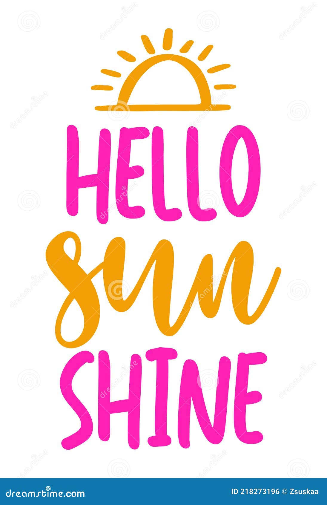 Hello Sunshine. Hand Drawn Calligraphy And Brush Pen Lettering. Vector ...