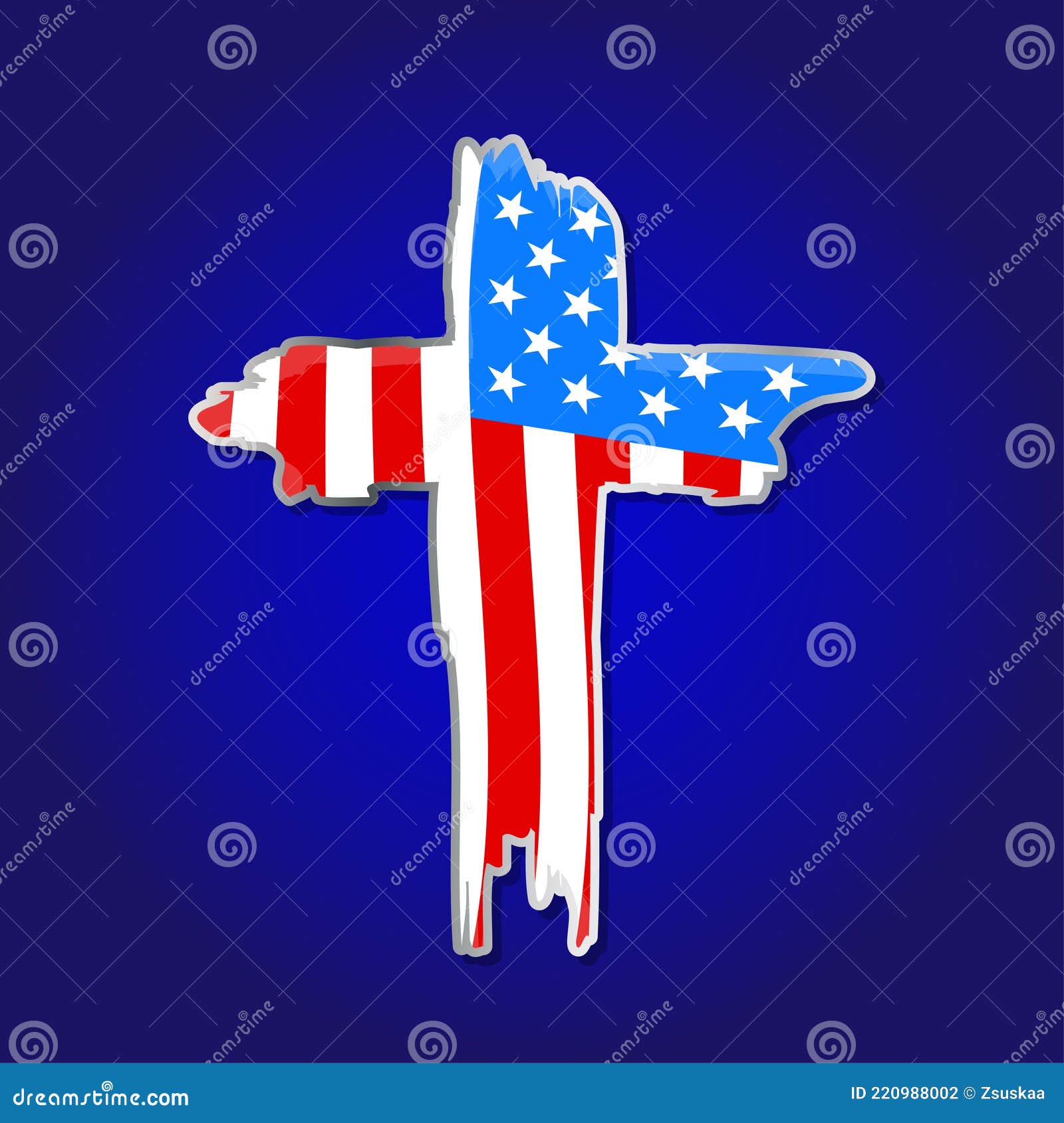 Usa Flag in Cross Shape Crucifix - Happy Independence Day July 4th ...