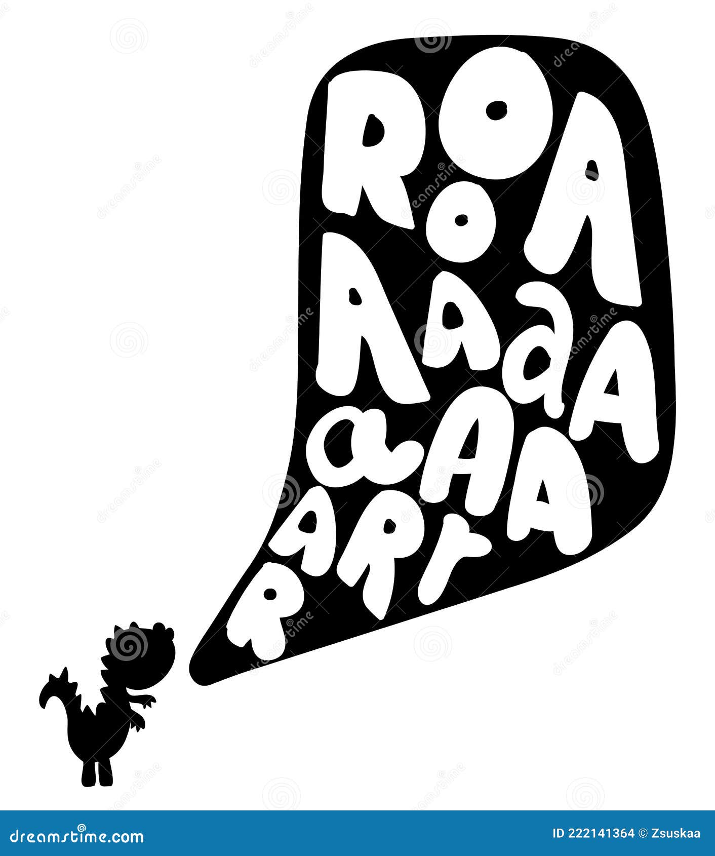 Roar Word With With Predatory Pattern - Cute Dino Print Design Cartoon ...