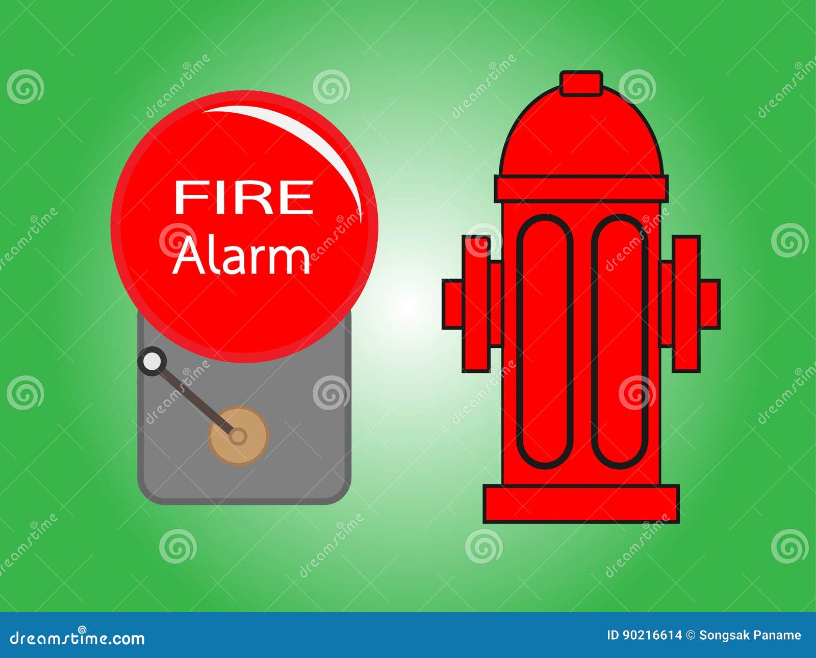 Alarm Bell and Fire Hydrant Stock Illustration - Illustration of ...