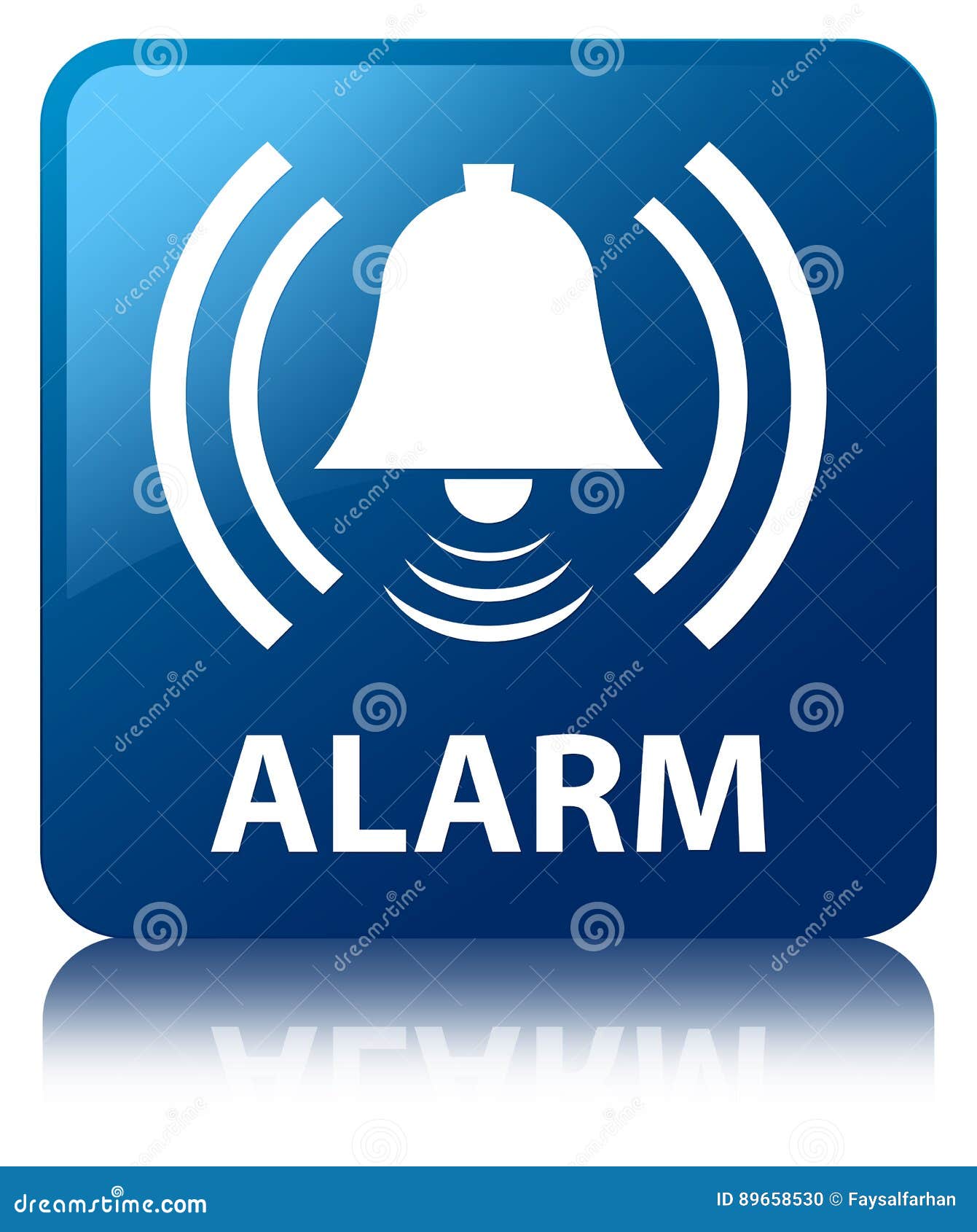 Alarm (bell Icon) Blue Square Button Stock Illustration - Illustration ...