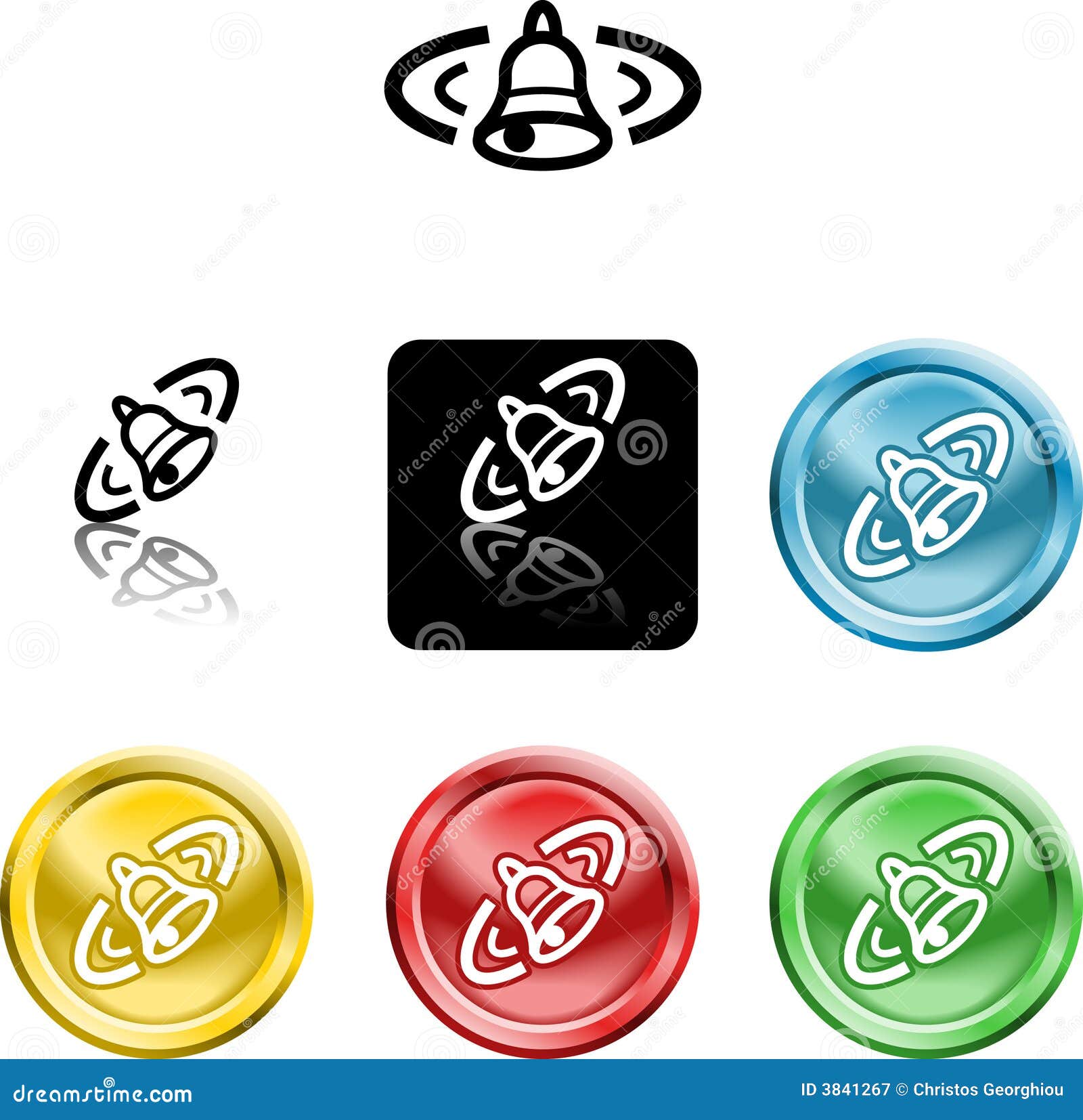Alarm bell icon symbol stock vector. Illustration of versions - 3841267