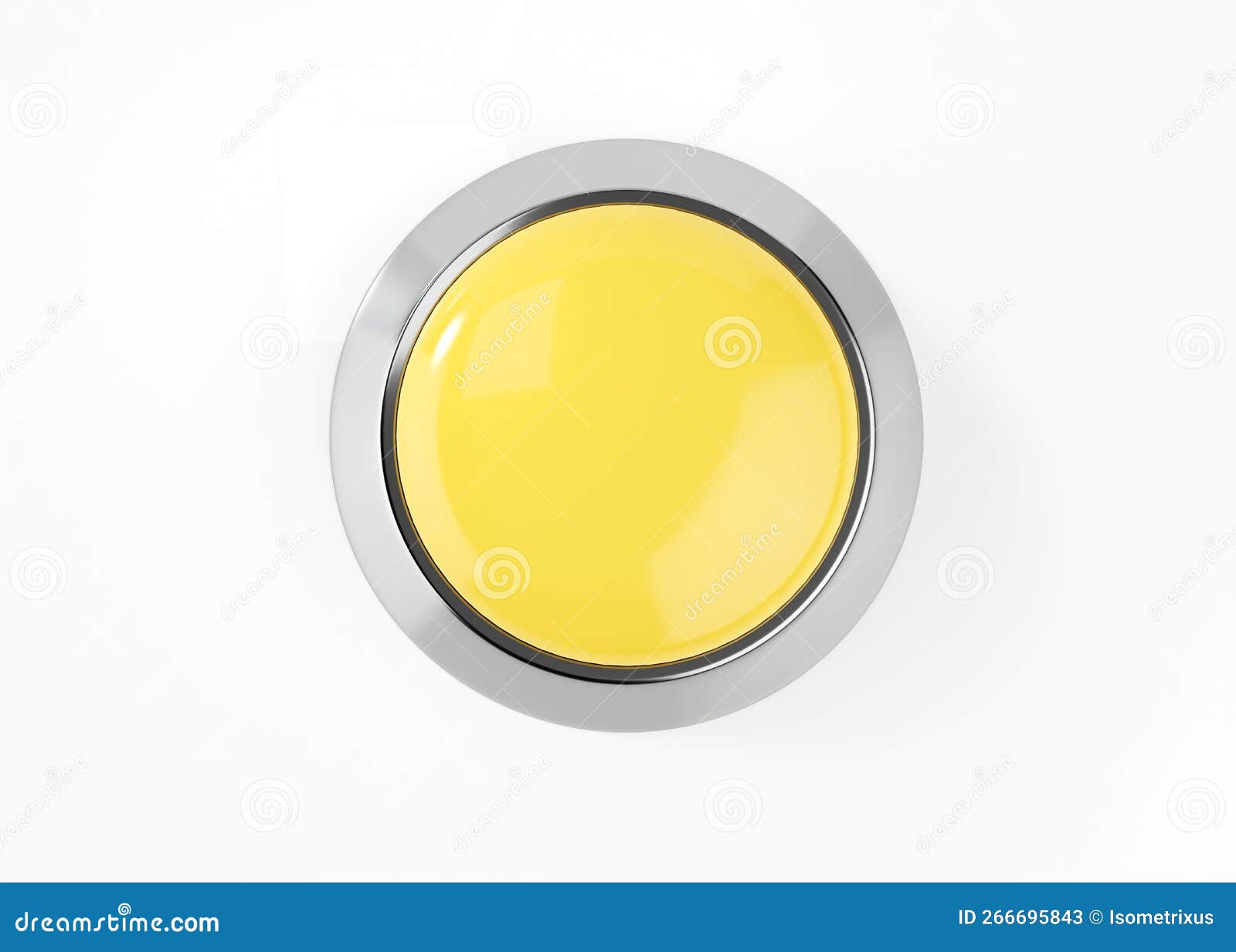 Alarm Button 3d Render Icon - Start Glossy Yellow Simple Circle with ...