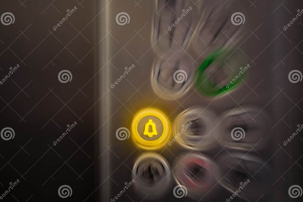 Alarm Button on Elevator Control Panel. Emergency Concept. Stock ...