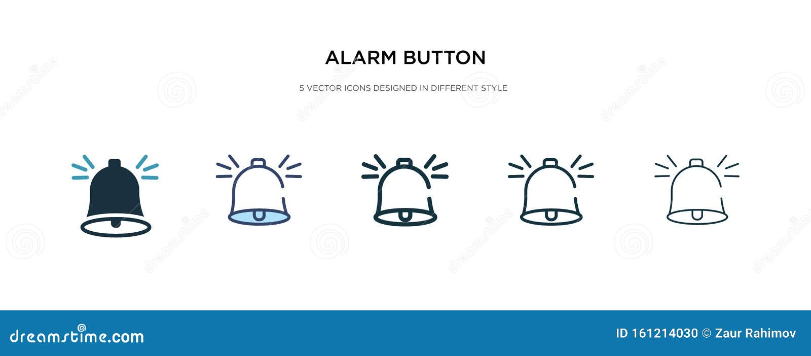 Alarm Button Icon in Different Style Vector Illustration. Two Colored ...