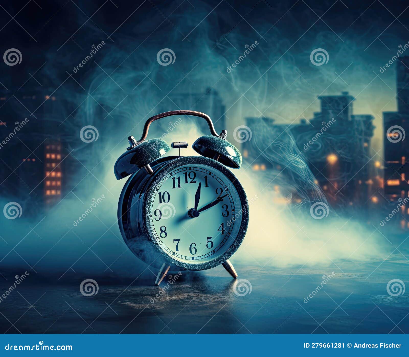 Alarm Clock on Abstract Futuristic Colored Background. Stock ...