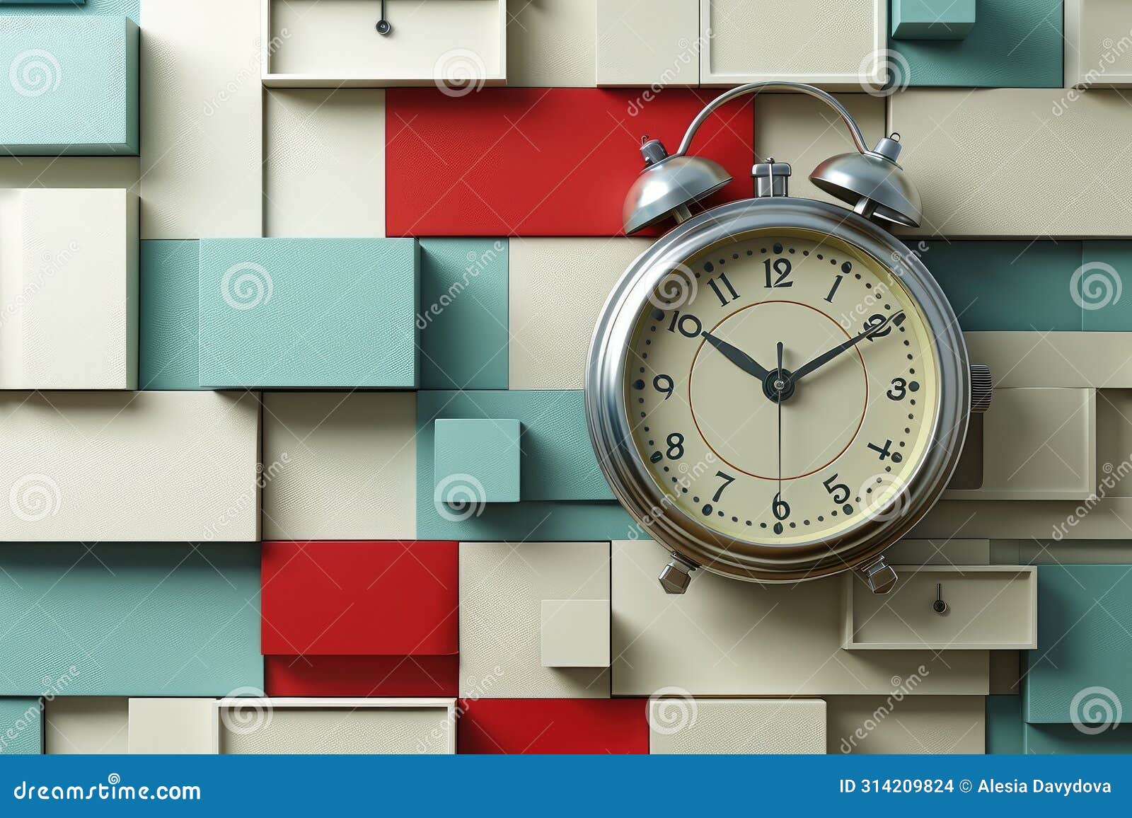 Alarm Clock on Abstract Wall Background, Advertising Banner Stock Photo ...