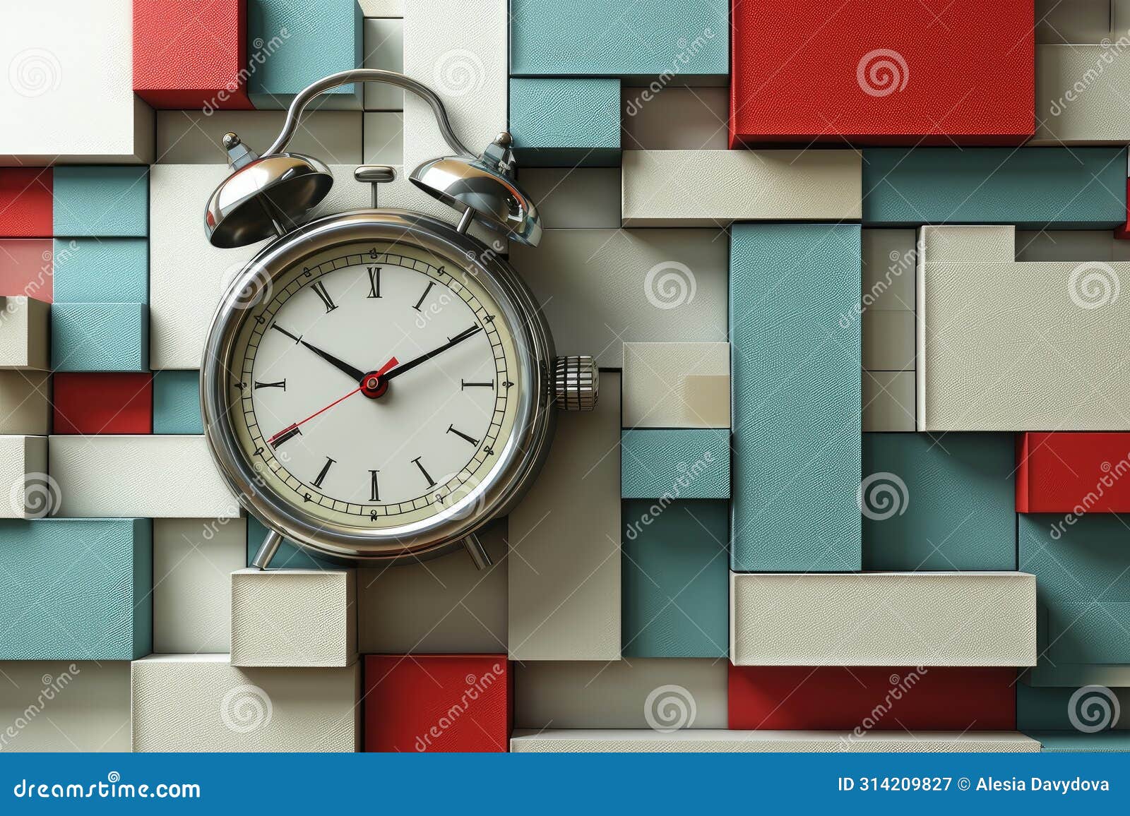 Alarm Clock on Abstract Wall Background, Advertising Banner Stock Image ...