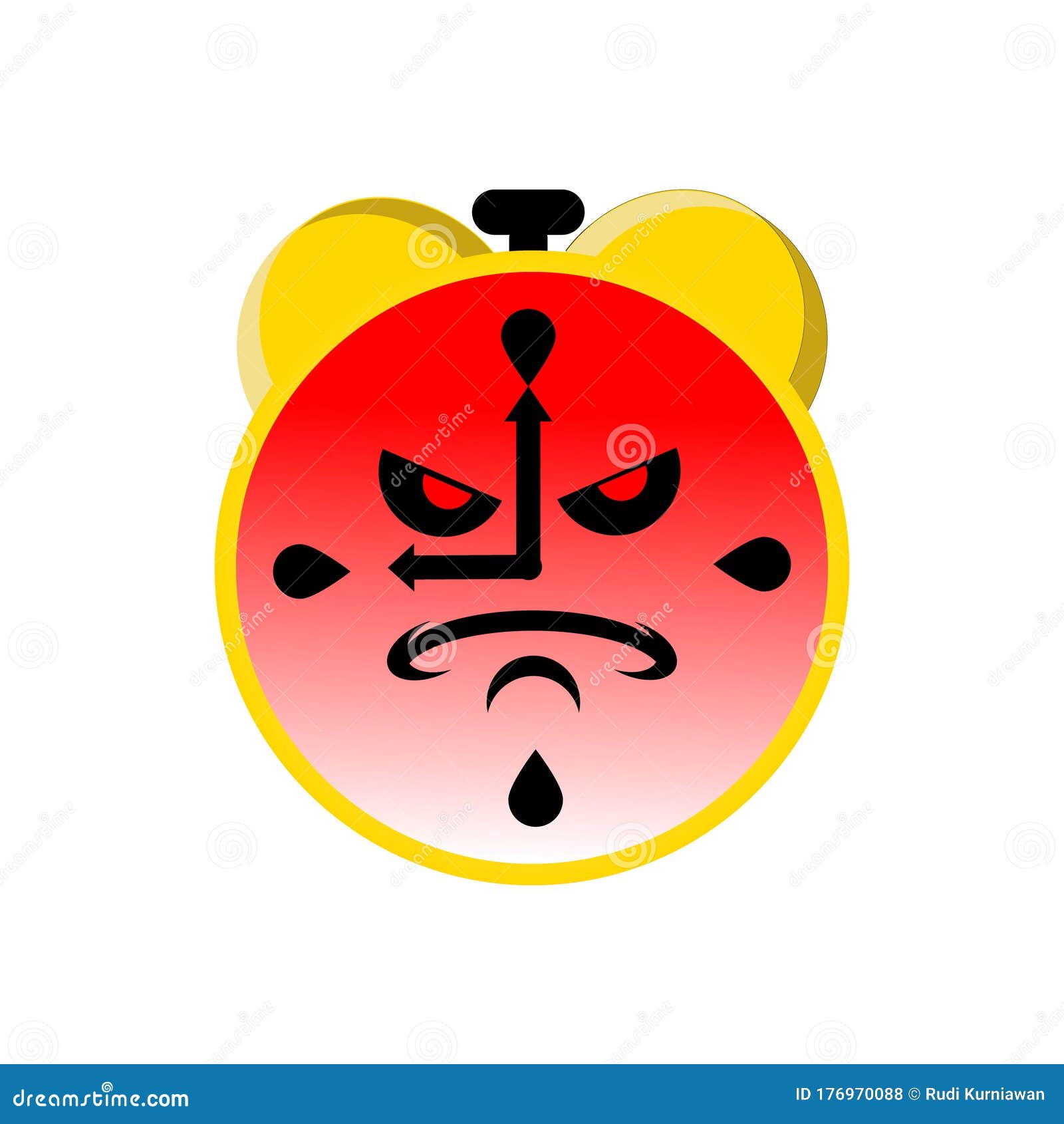 Alarm Clock with an Angry Expression. Nice for Icon,logo, Etc. Stock ...