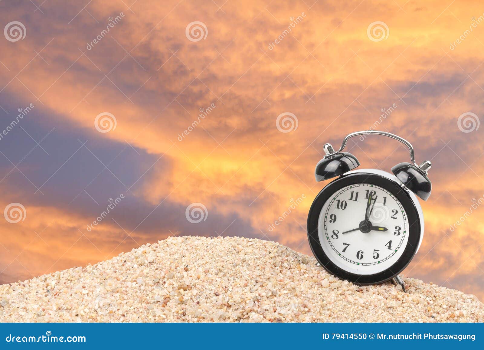 Alarm clock on beach stock photo. Image of outdoors, alarm - 79414550