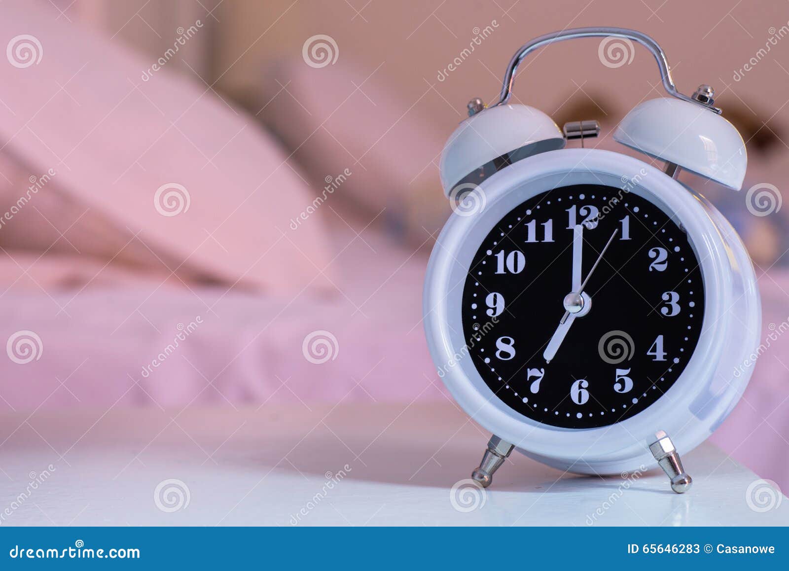Alarm Clock on the Bed in Bedroom, Retro Style Stock Image - Image of ...