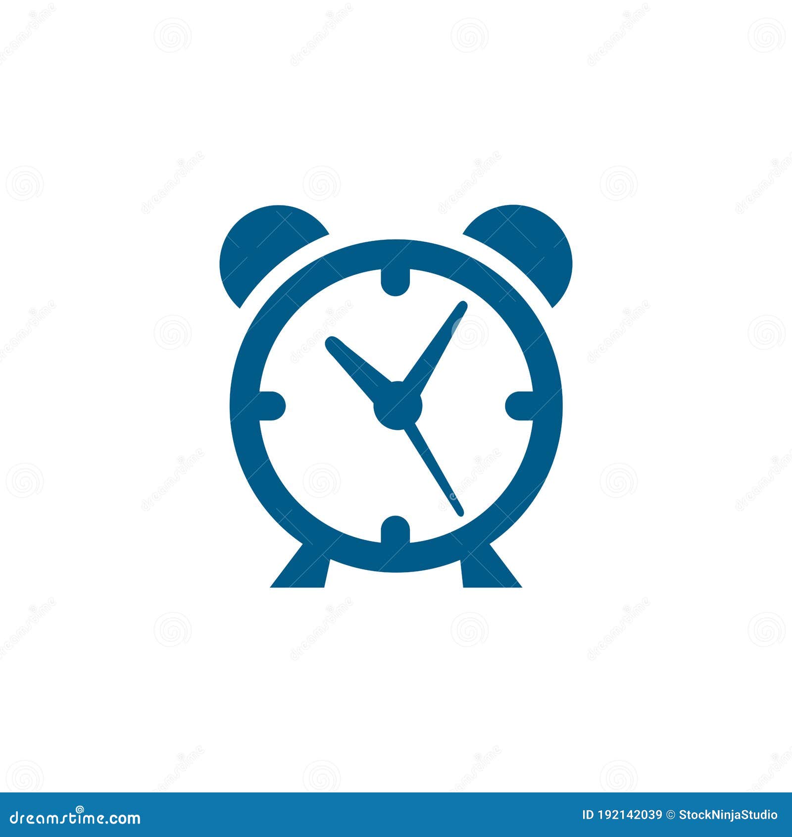 Alarm Clock Blue Icon on White Background. Blue Flat Style Vector ...