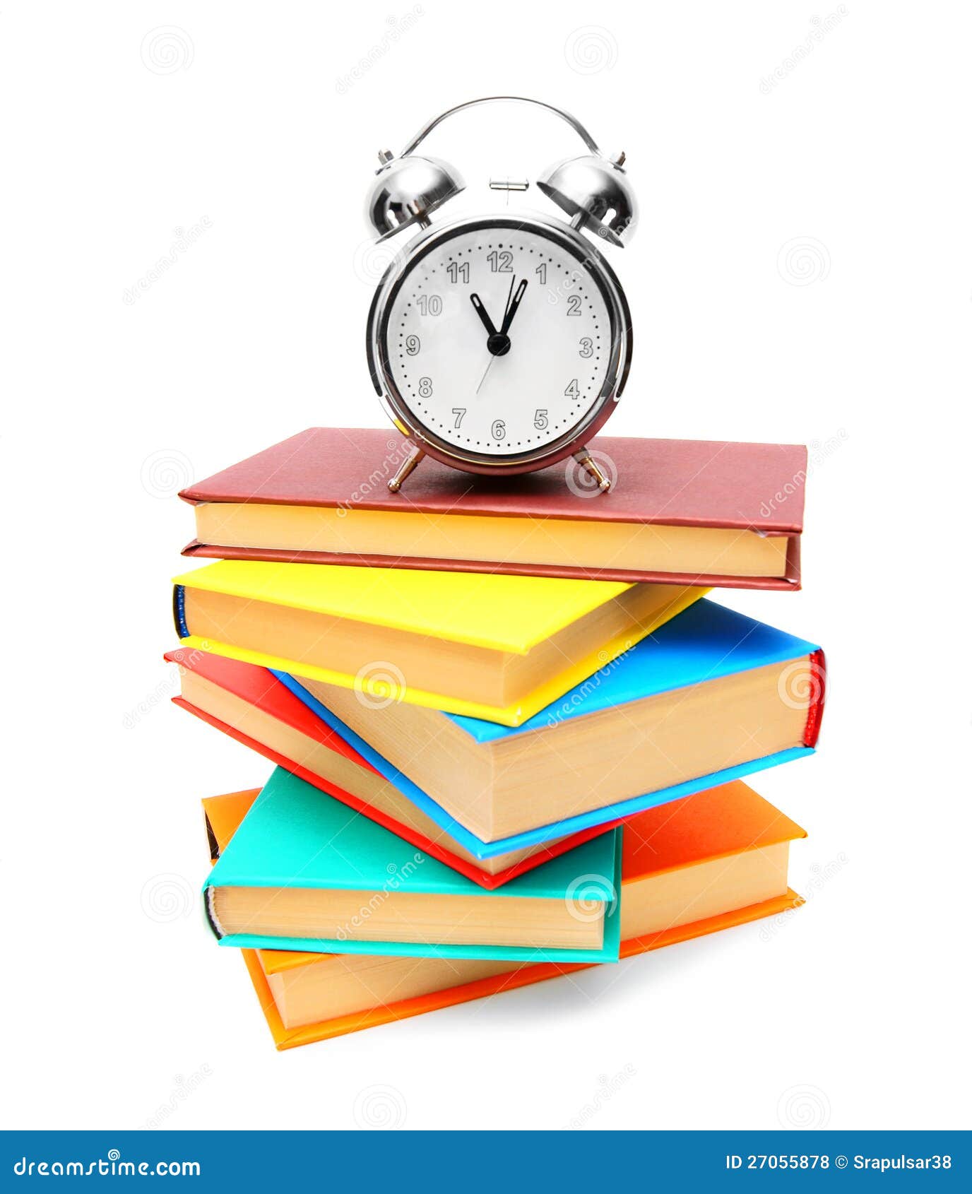 Alarm Clock and Books . on White. Stock Photo - Image of expertise ...