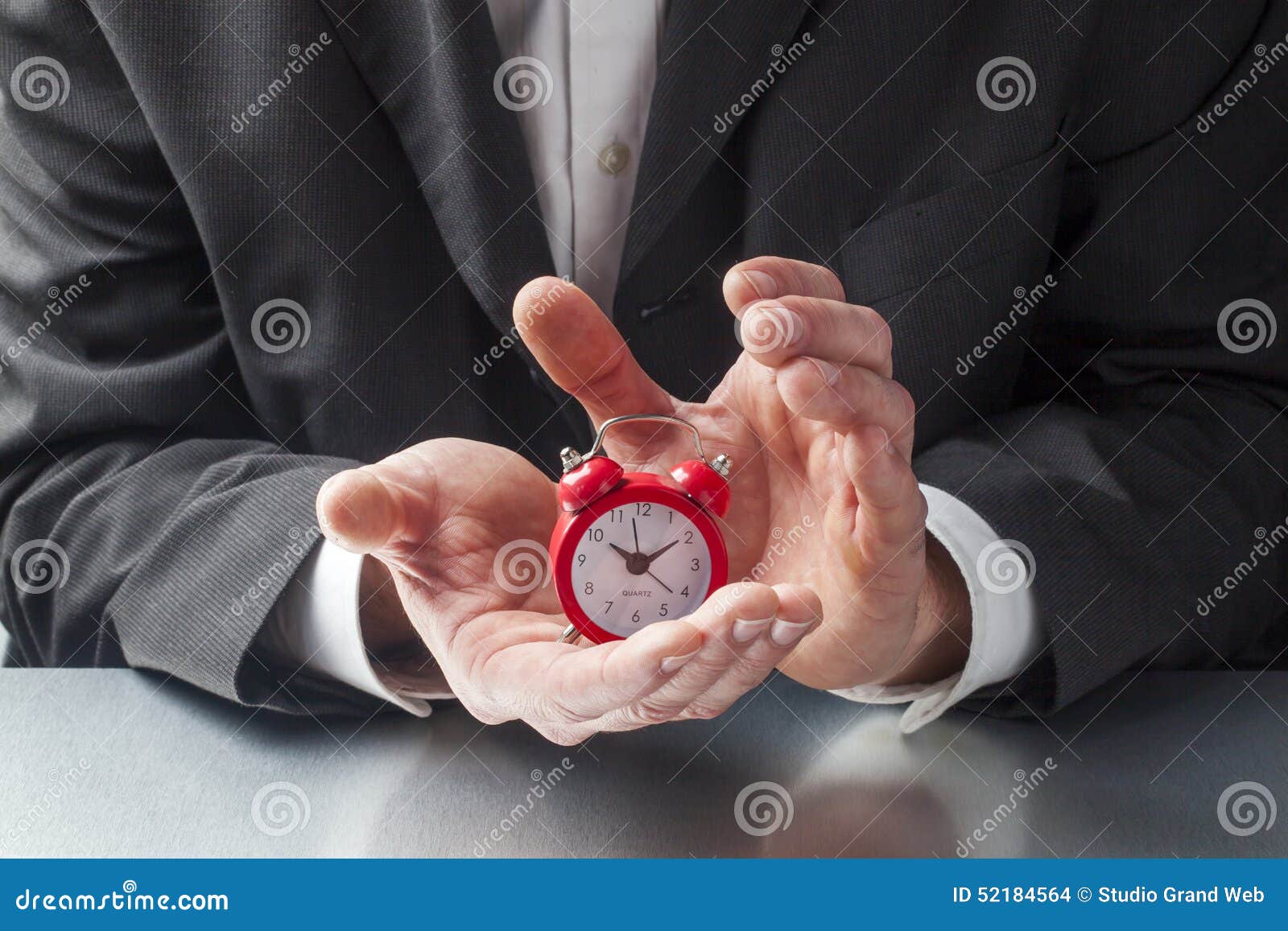 Alarm Clock in Businessman Hands for Time Management Stock Photo ...