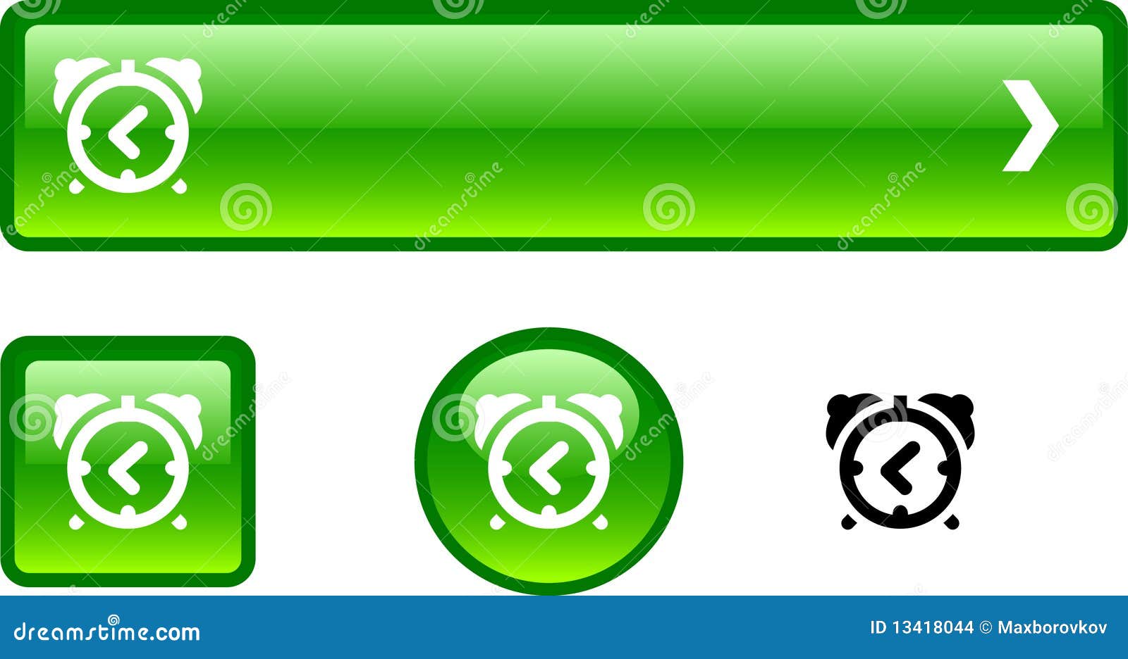 Alarm-clock button set. stock vector. Illustration of shiny - 13418044
