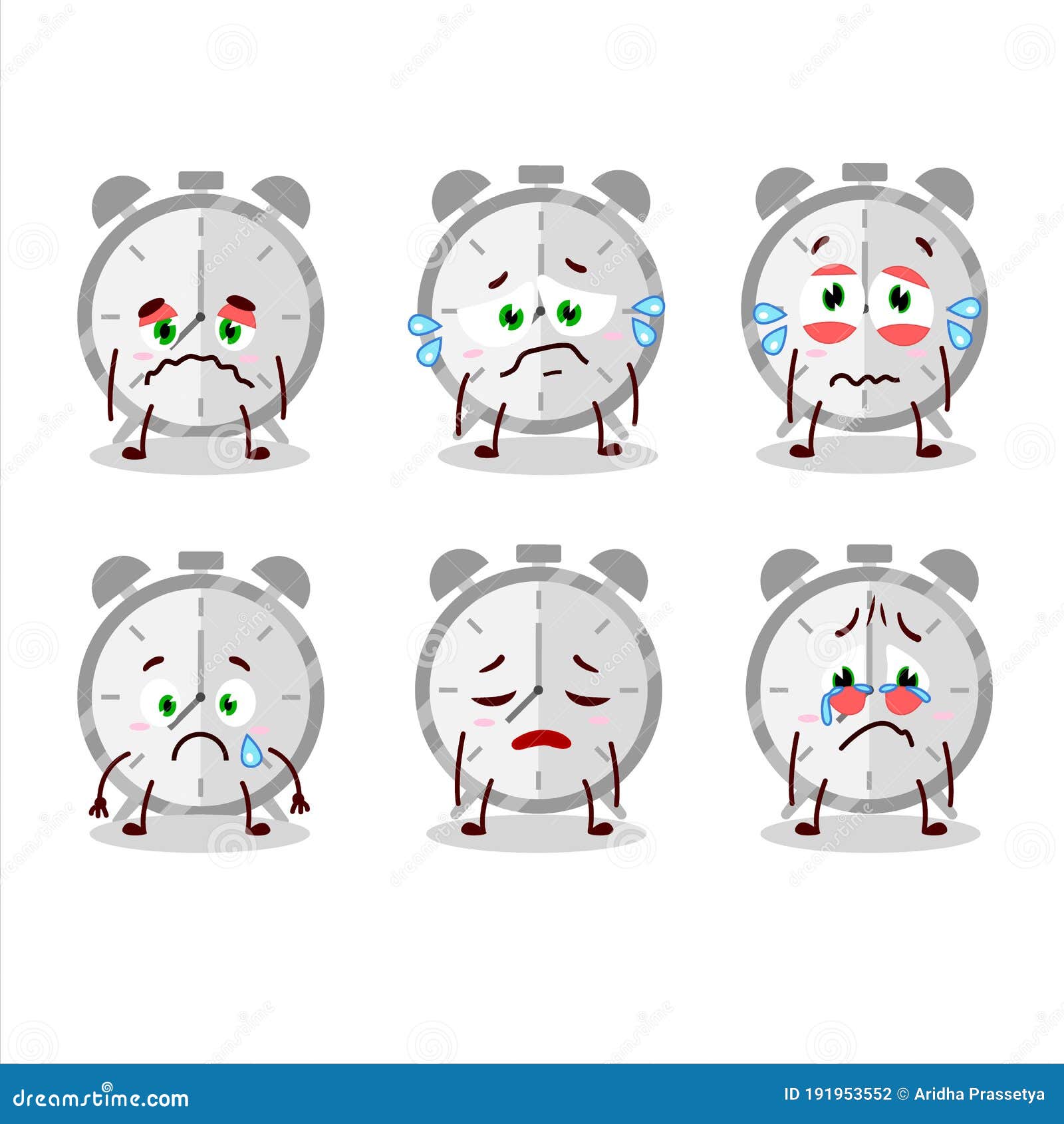 Alarm Clock Cartoon Character with Sad Expression Stock Vector ...