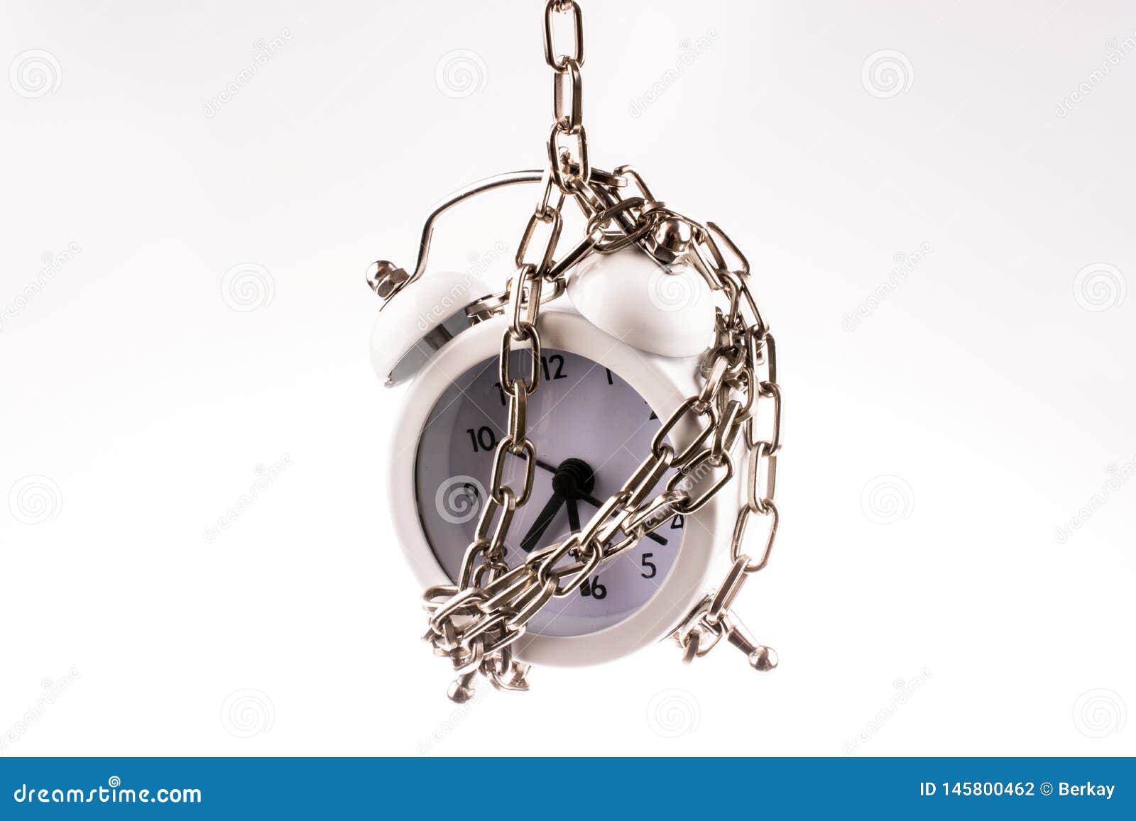Alarm clock in chain stock photo. Image of time, countdown - 145800462