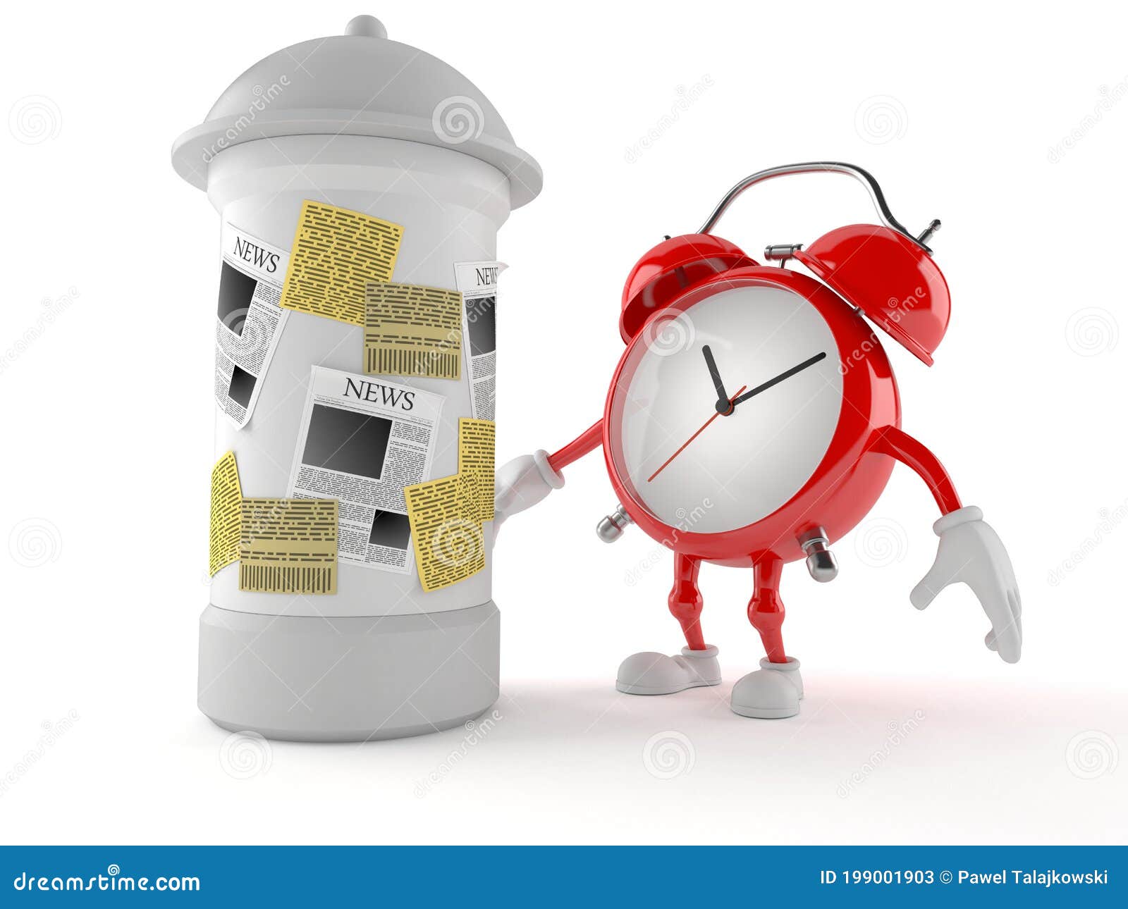 Alarm Clock Character with Advertising Column Stock Illustration ...