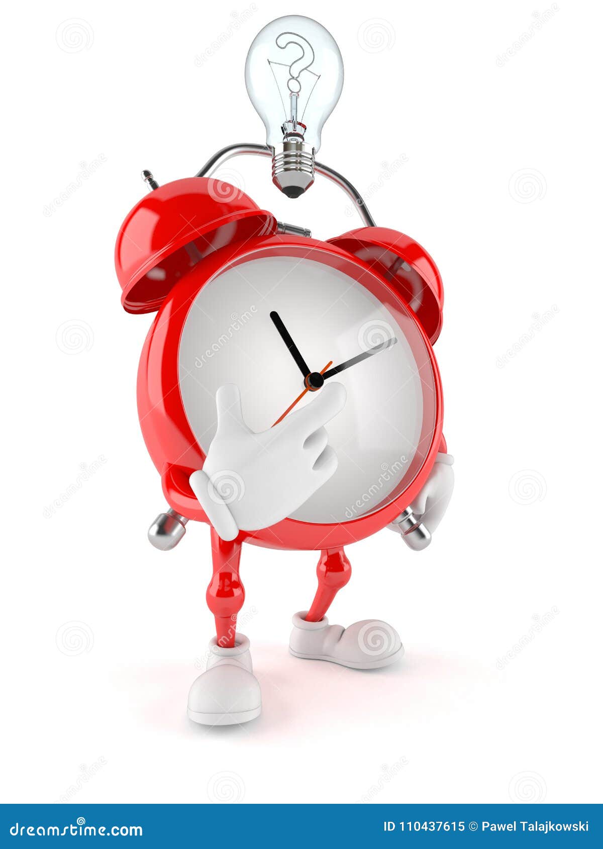 Alarm Clock Character Thinking Stock Illustration - Illustration of ...