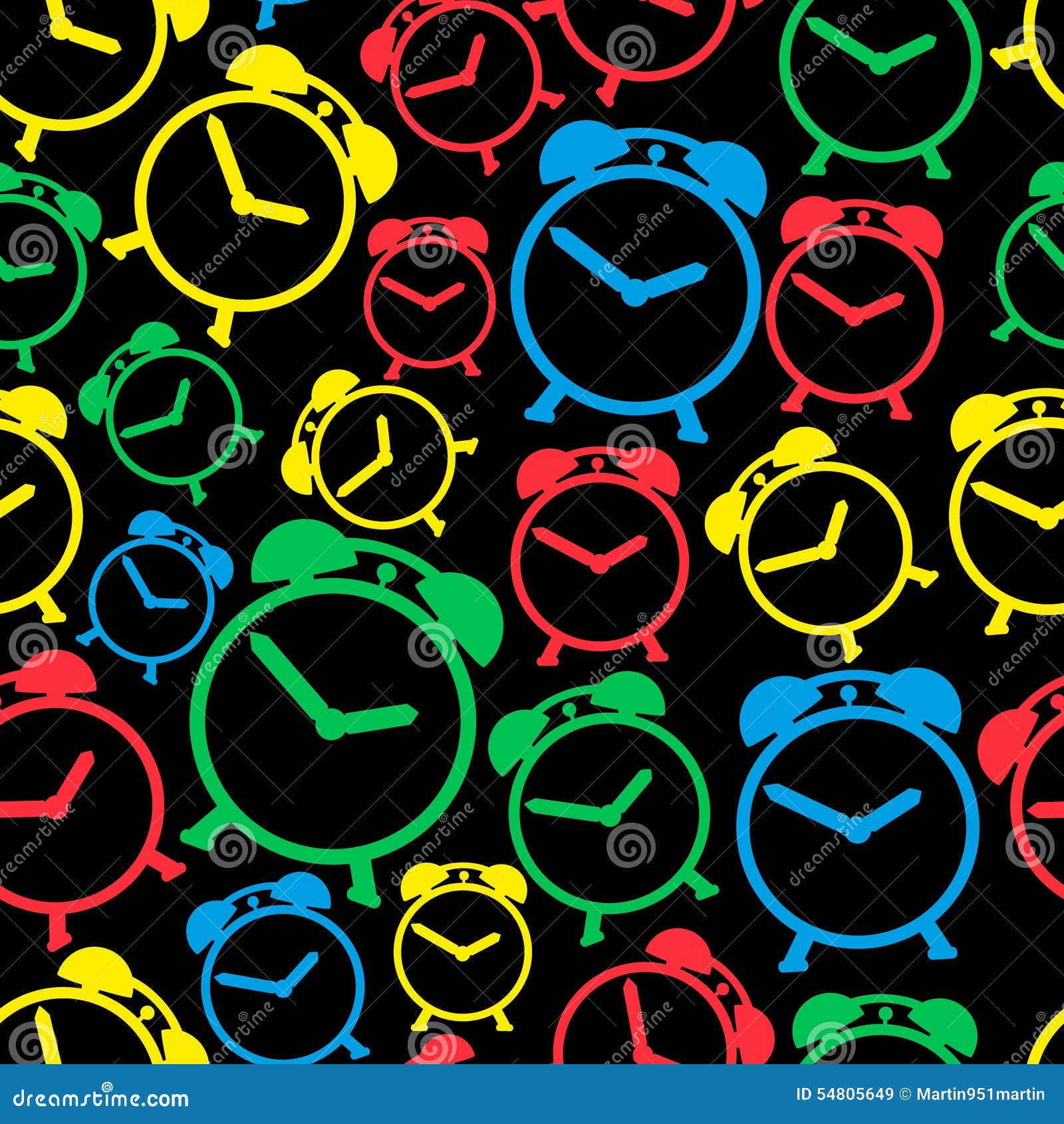 Alarm Clock Colors Icons Seamless Pattern Eps10 Stock Vector ...