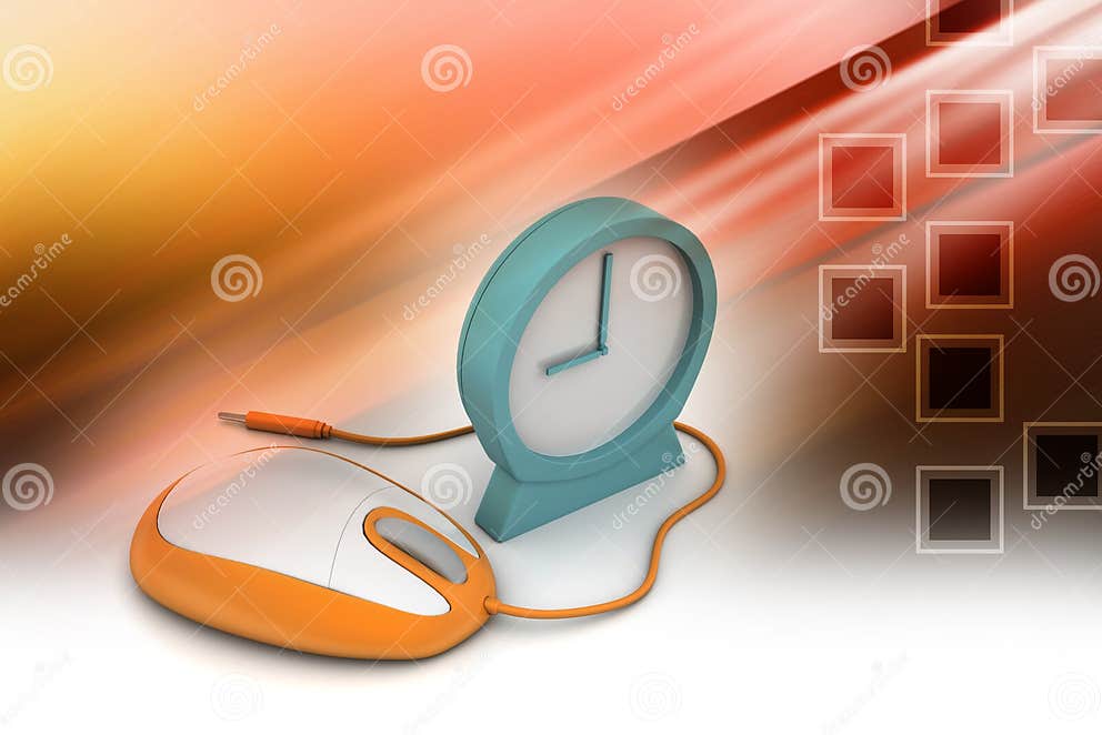 Alarm Clock and Computer Mouse Stock Illustration - Illustration of ...