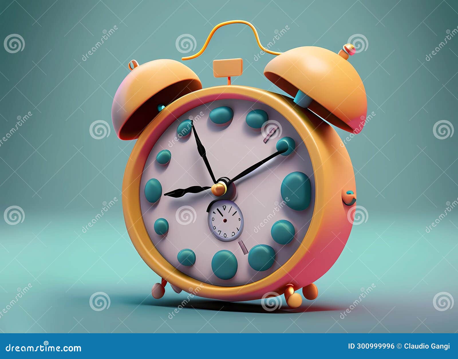 Alarm Clock in 3d Cartoon Style Stock Illustration - Illustration of ...