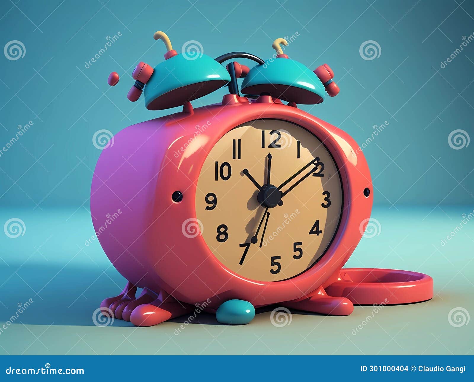 Alarm Clock in 3d Cartoon Style Stock Illustration - Illustration of ...