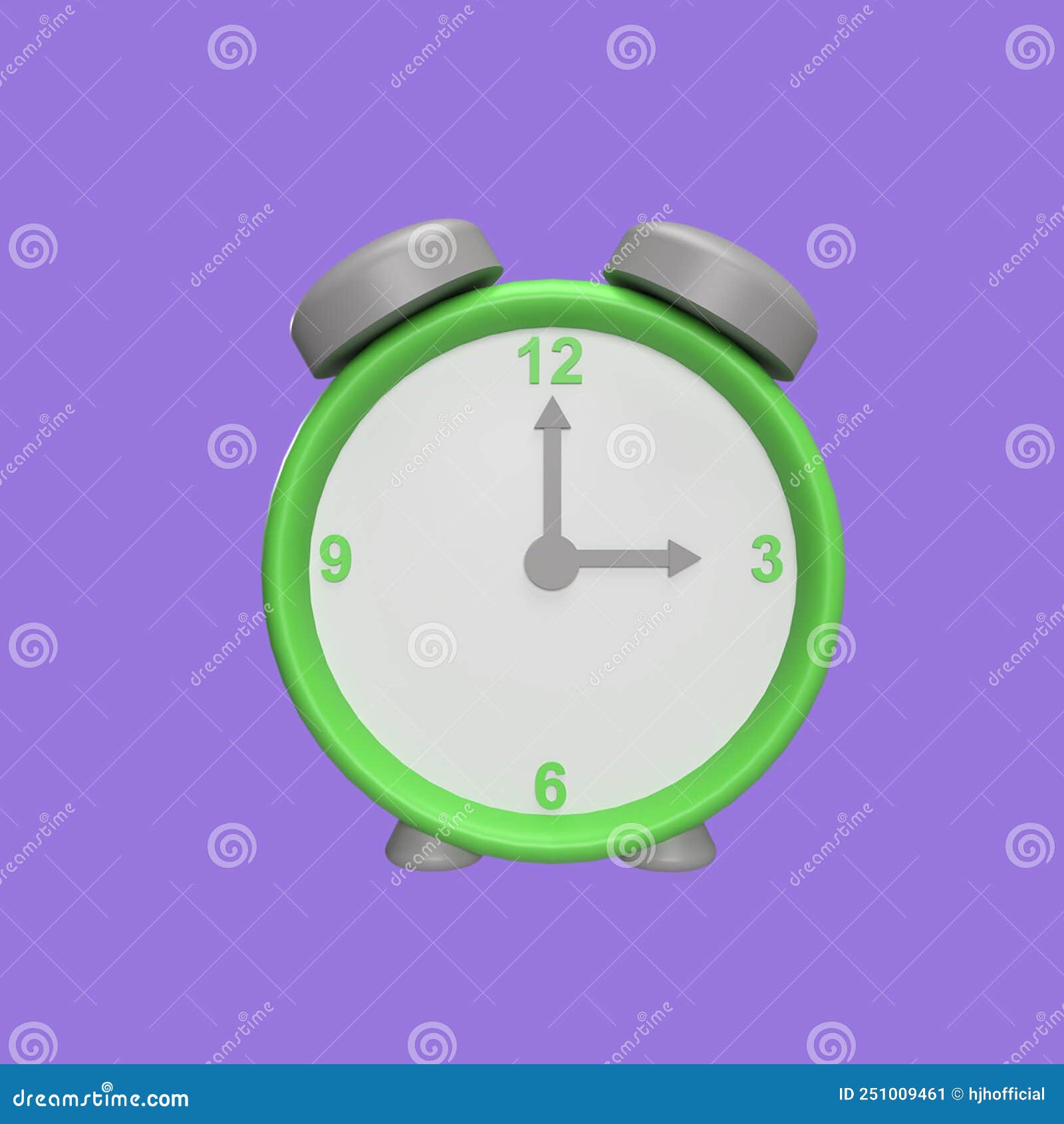 Alarm Clock 3d Icon Model Cartoon Style Concept. Render Illustration ...