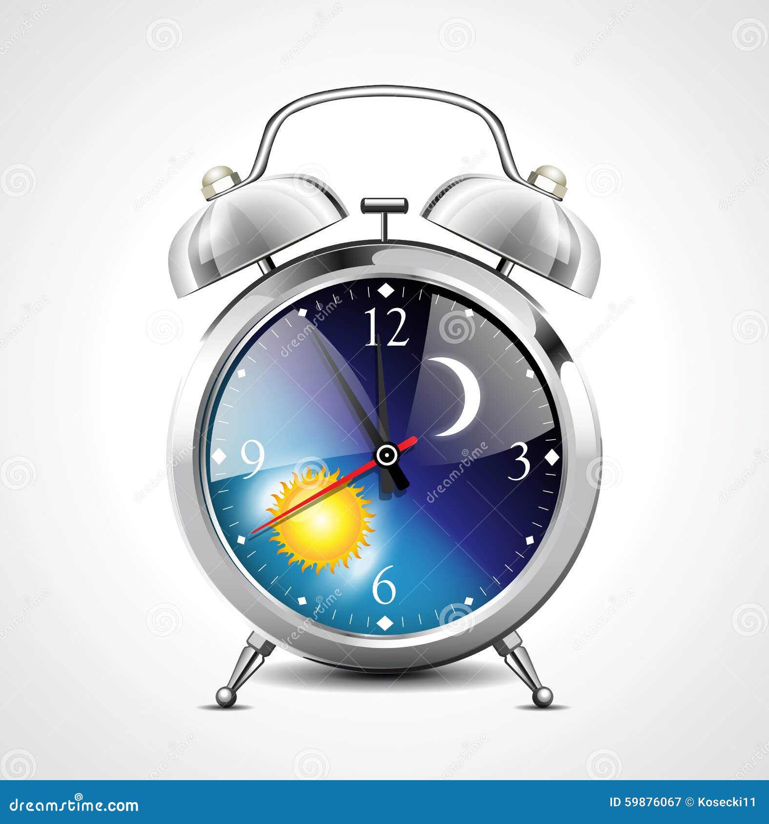 Alarm clock stock vector. Illustration of hour, metallic - 59876067