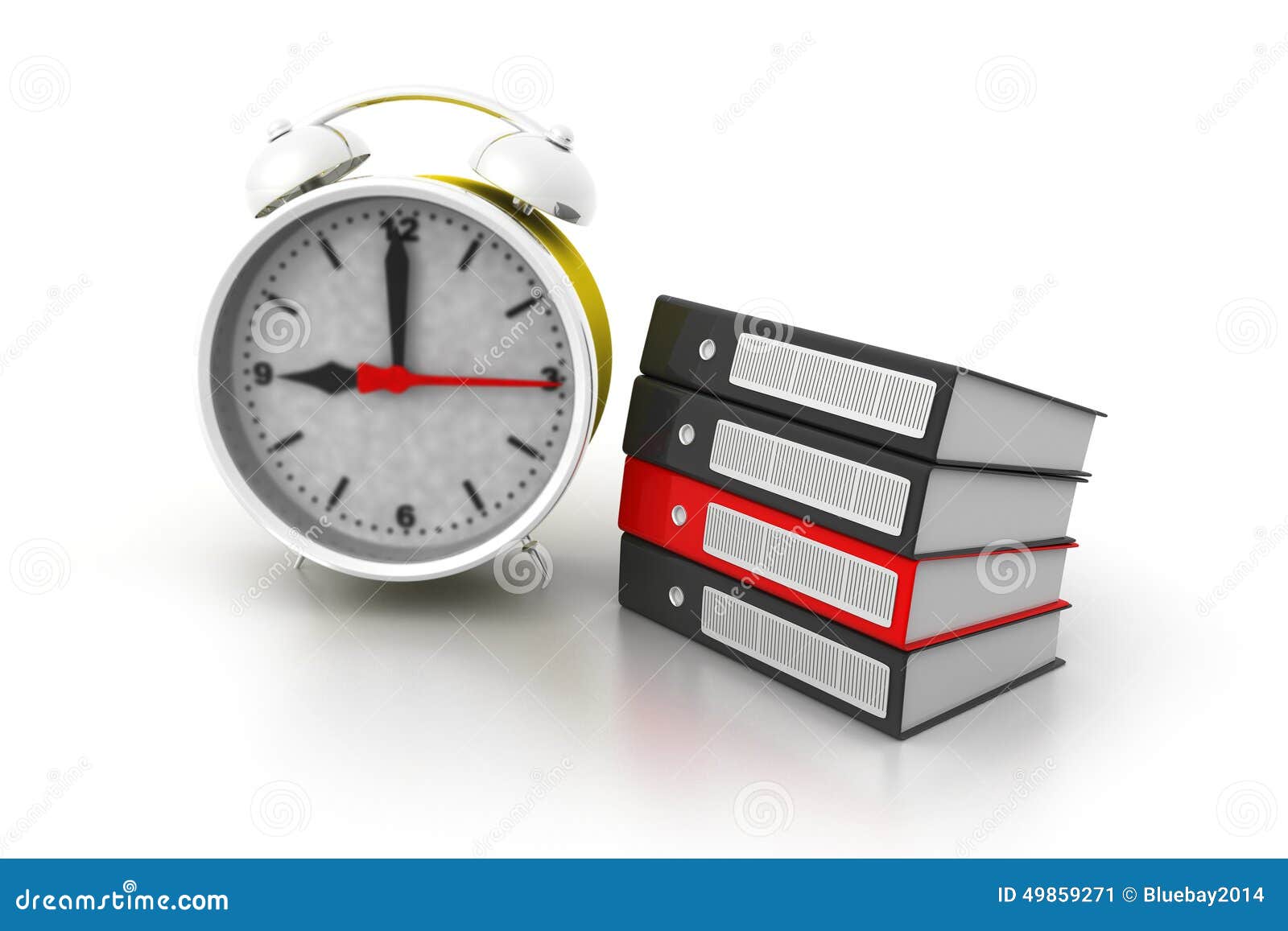 Alarm clock and documents stock illustration. Illustration of documents ...