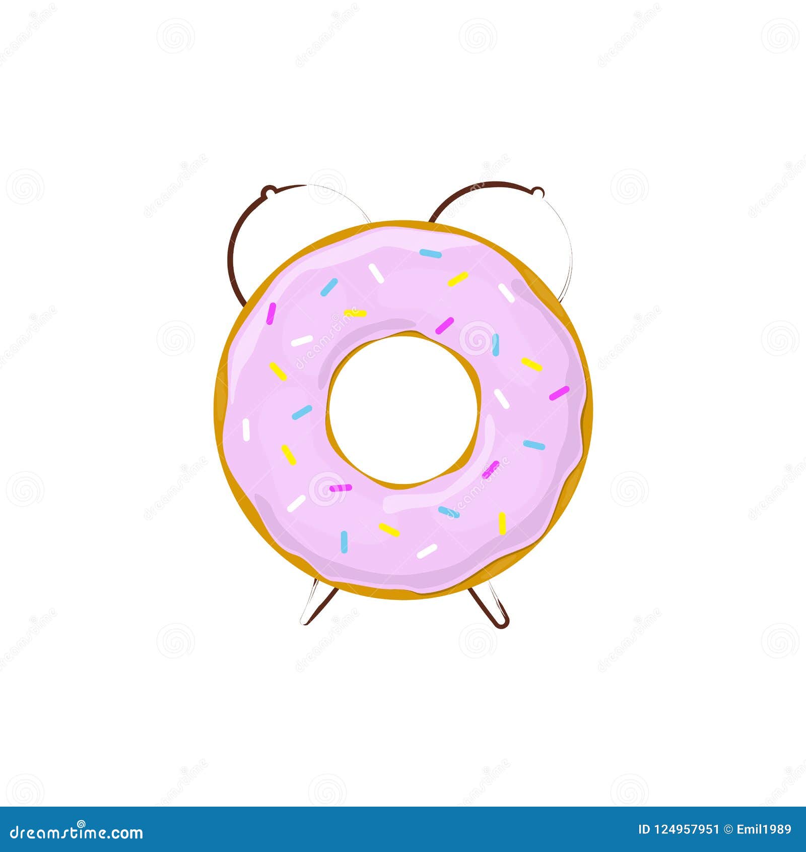 Alarm Clock Donut. Breakfast Time Stock Vector - Illustration of ...