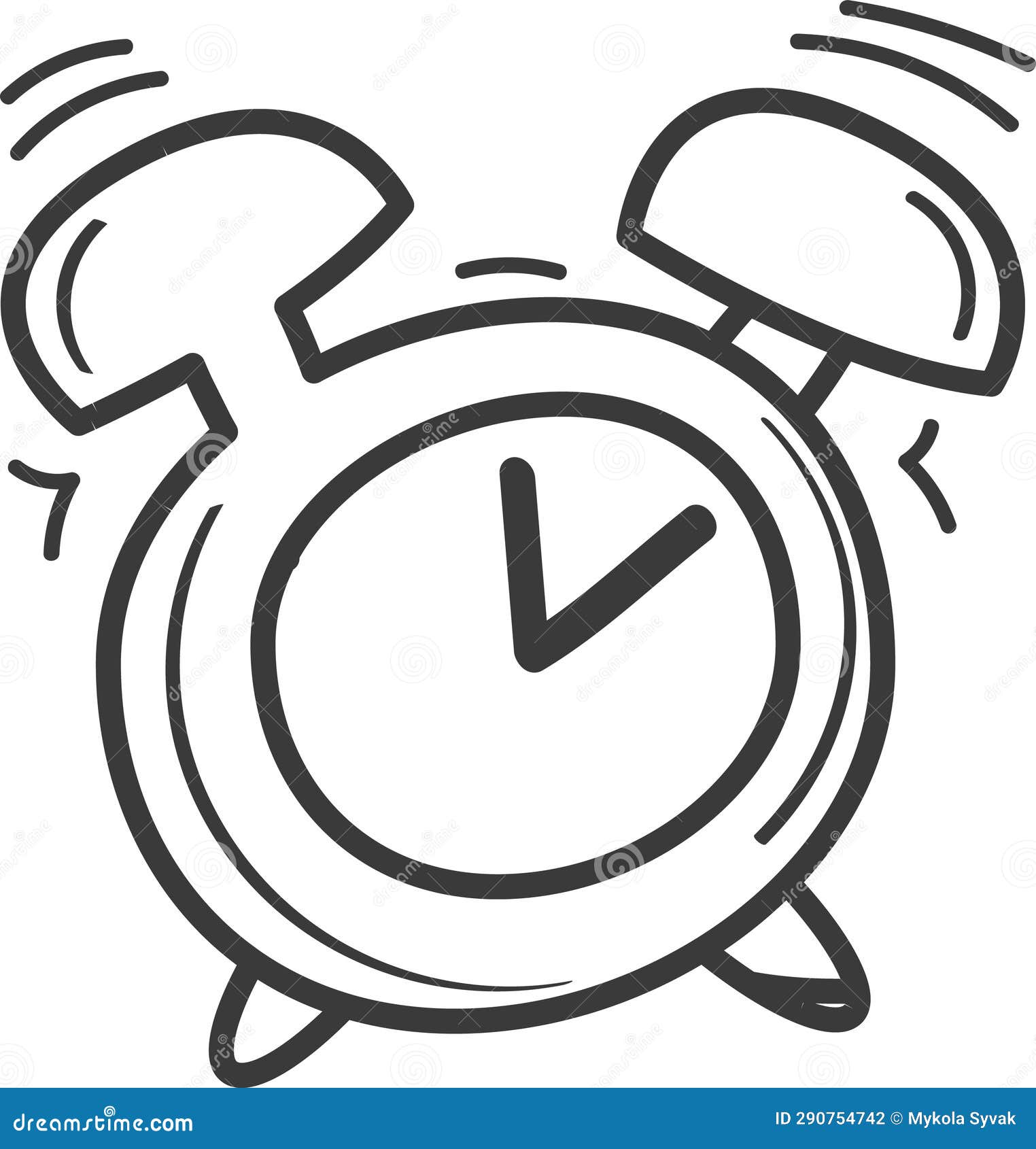 Alarm Clock Doodle stock vector. Illustration of isolated - 290754742