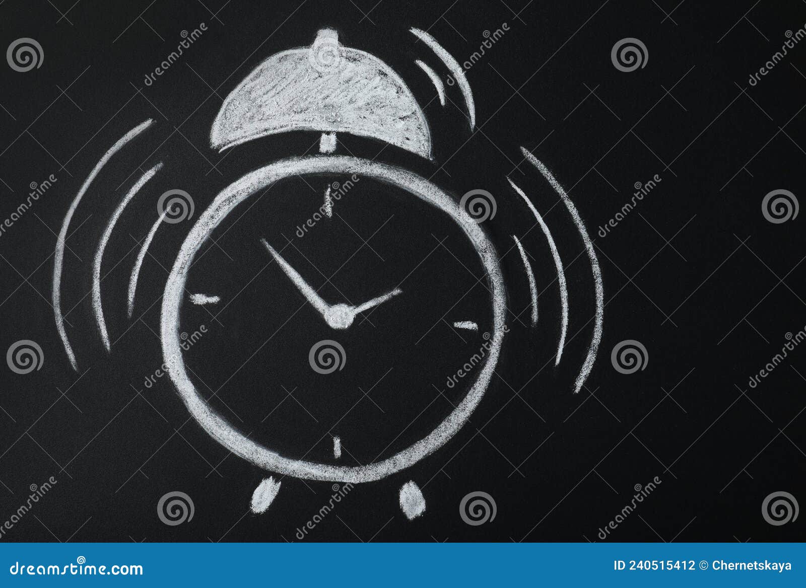 Alarm Clock Drawn on Blackboard. School Time Stock Photo - Image of ...
