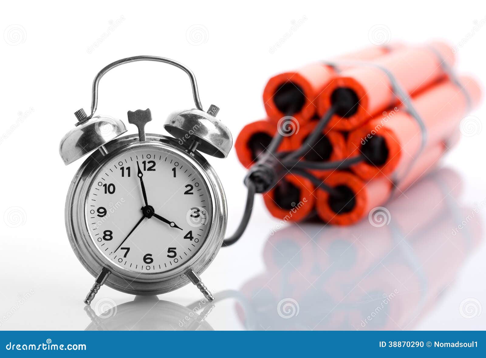 Alarm clock and dynamite stock photo. Image of concept - 38870290