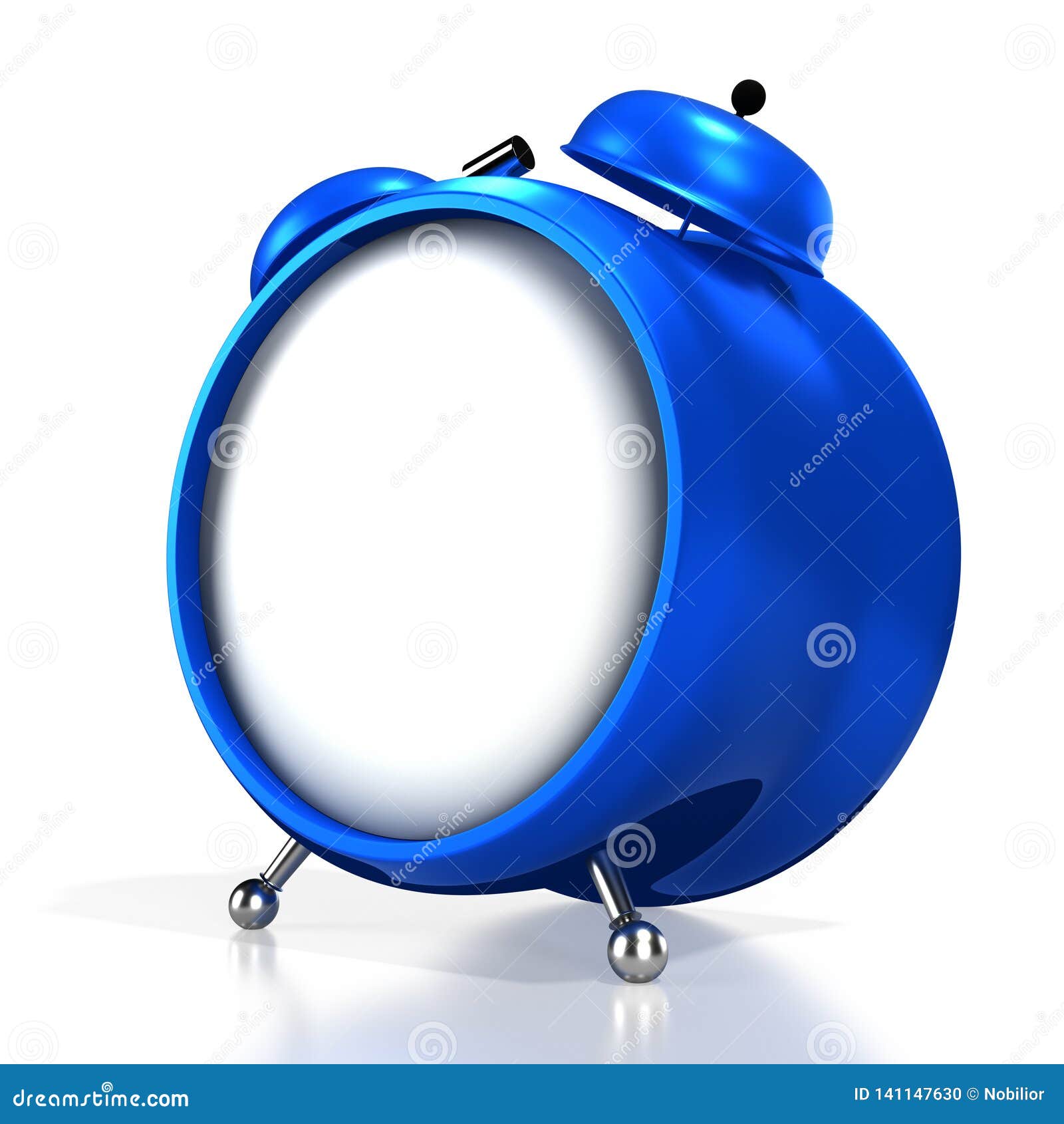 Alarm Clock with an Empty Clock Face on White Background. 3D Stock ...