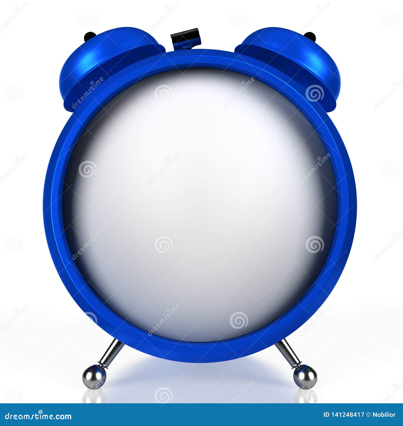 Alarm Clock with an Empty Clock Face on White Background. 3D Stock ...