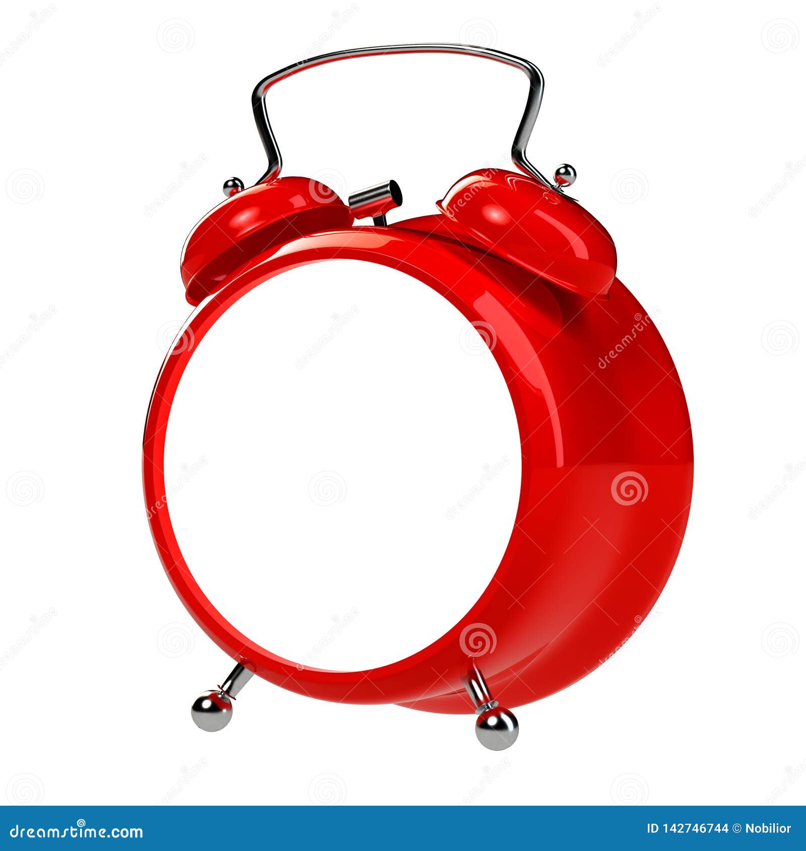 Alarm Clock with an Empty Clock Face on White Background. 3D Stock ...