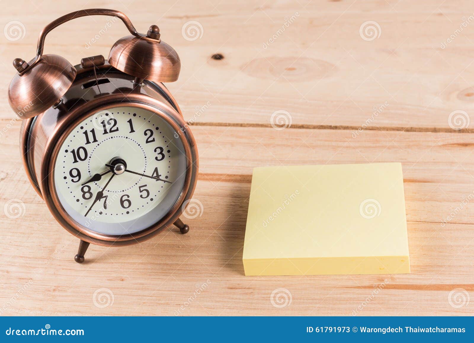 Alarm Clock with Empty Sticky Note. Stock Image - Image of postit, note ...