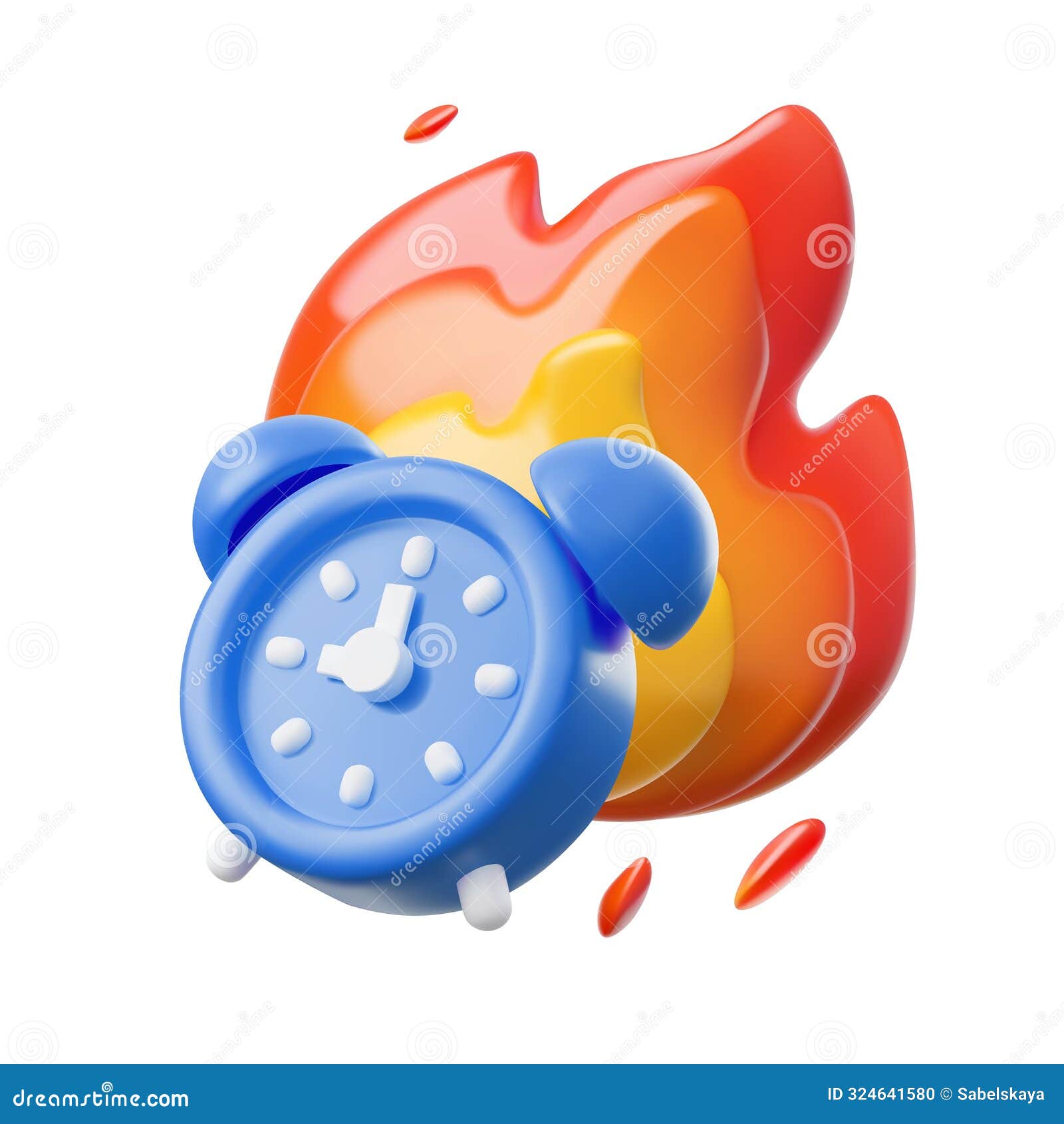 The Alarm Clock is Engulfed in Flames. Vector 3D Illustration of Emoji ...