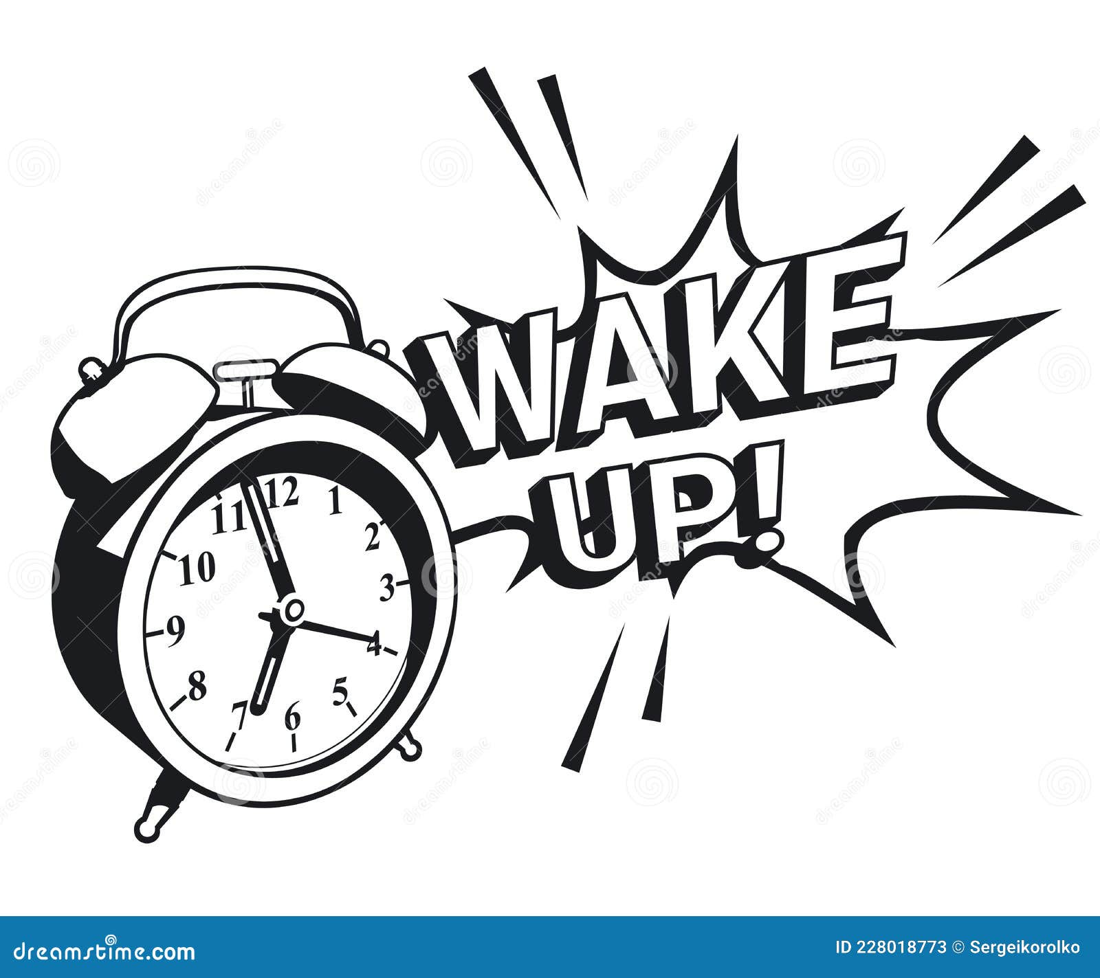 Alarm Clock and Expression with WAKE UP Text. Vector Illustration Stock ...