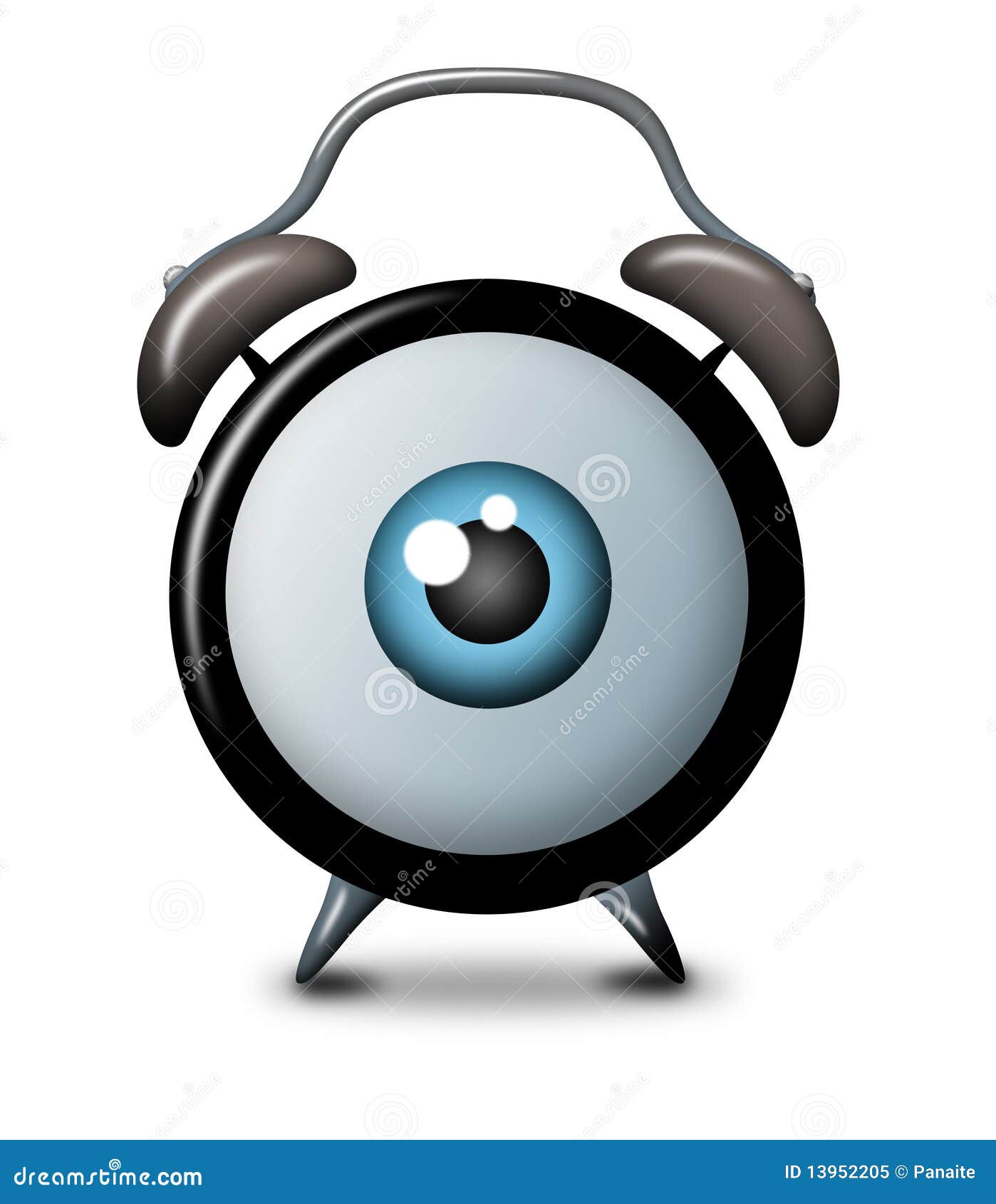 Alarm clock with eye stock illustration. Illustration of clip - 13952205