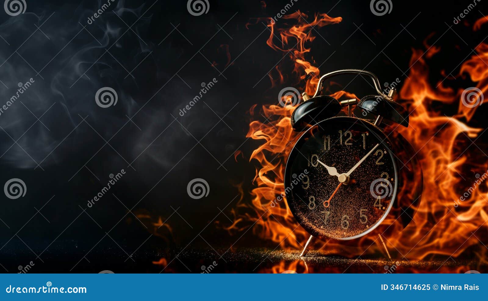 Alarm Clock in Fire Flames. Lack of Time Stock Illustration ...
