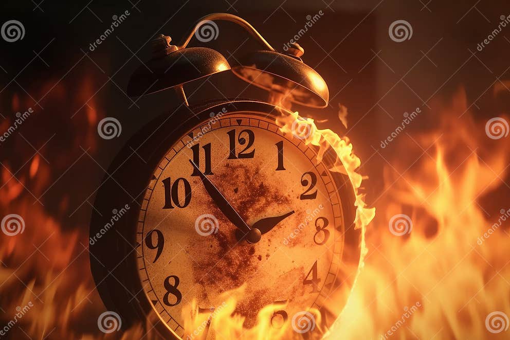 Alarm Clock in Fire. Generative Ai Stock Photo - Image of icon ...